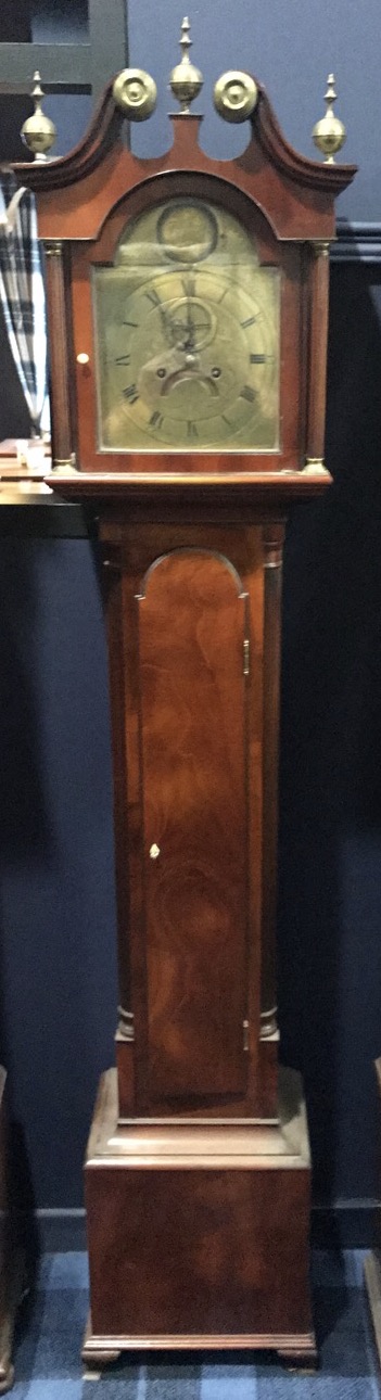 Lot 1434 - MINIATURE LONGCASE CLOCK the hood with swan