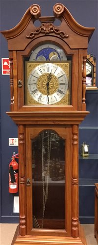 Lot 381 - A REPRODUCTION LONGCASE CLOCK