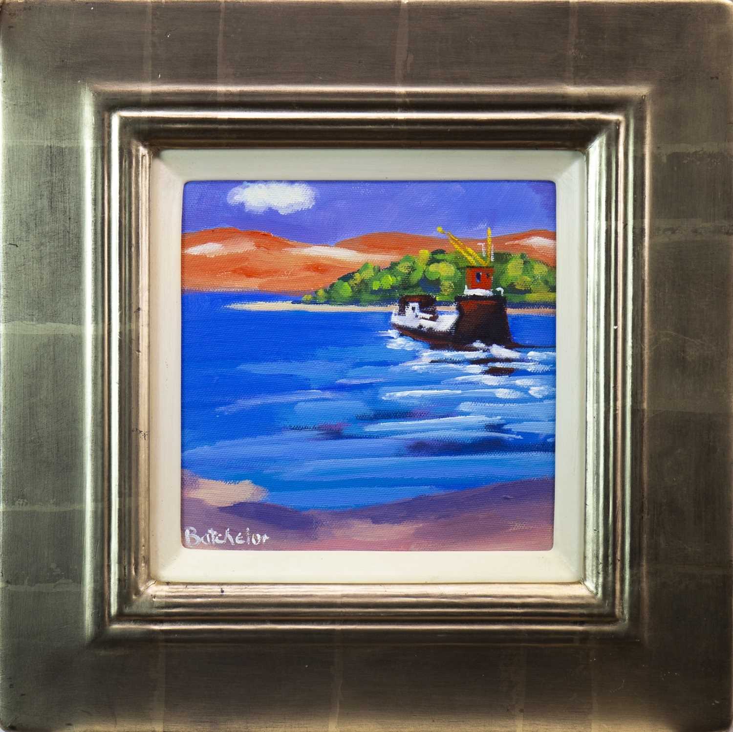 Lot 651 - PORTAVADIE FERRY, AN OIL BY MARY BATCHELOR