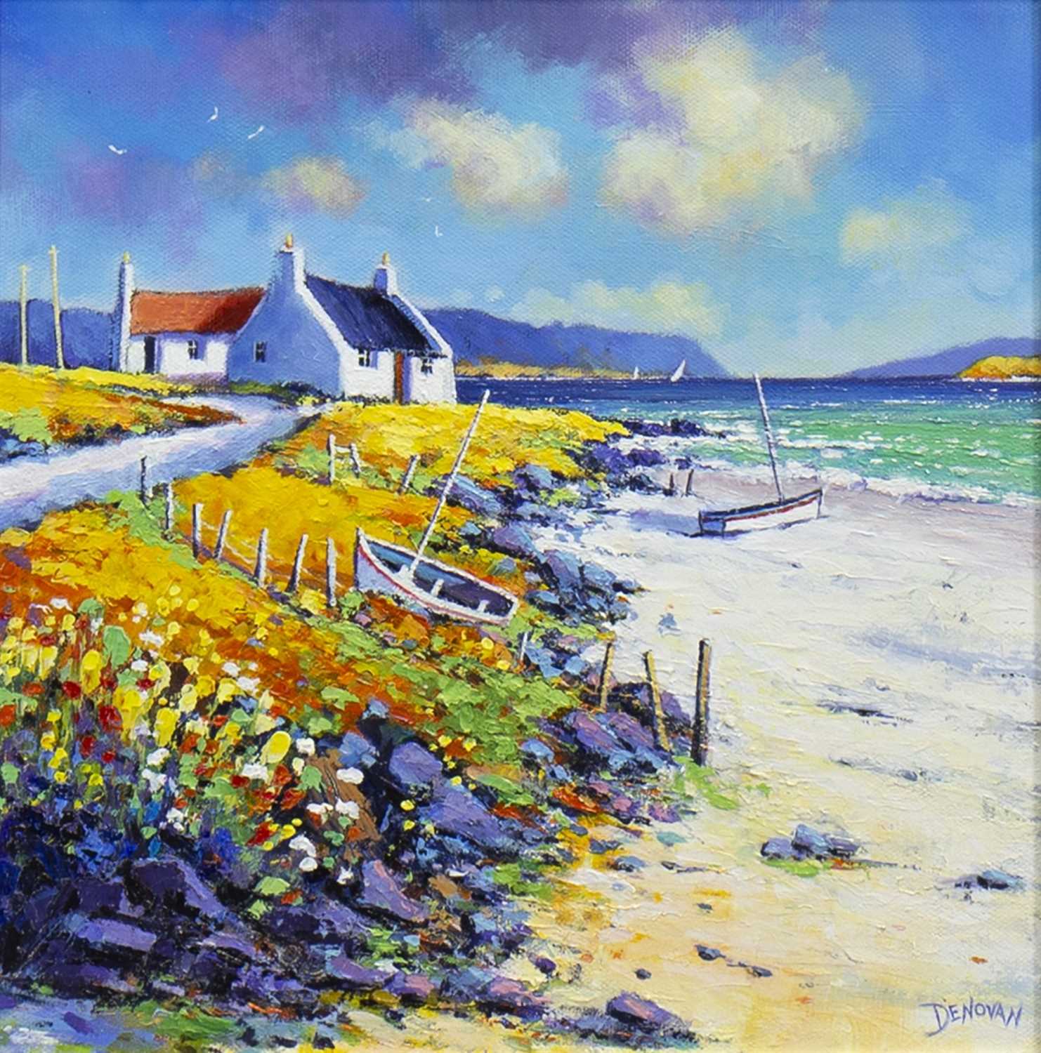 Lot 603 - QUIET MORNING, ISLE OF LEWIS, AN OIL BY ROB