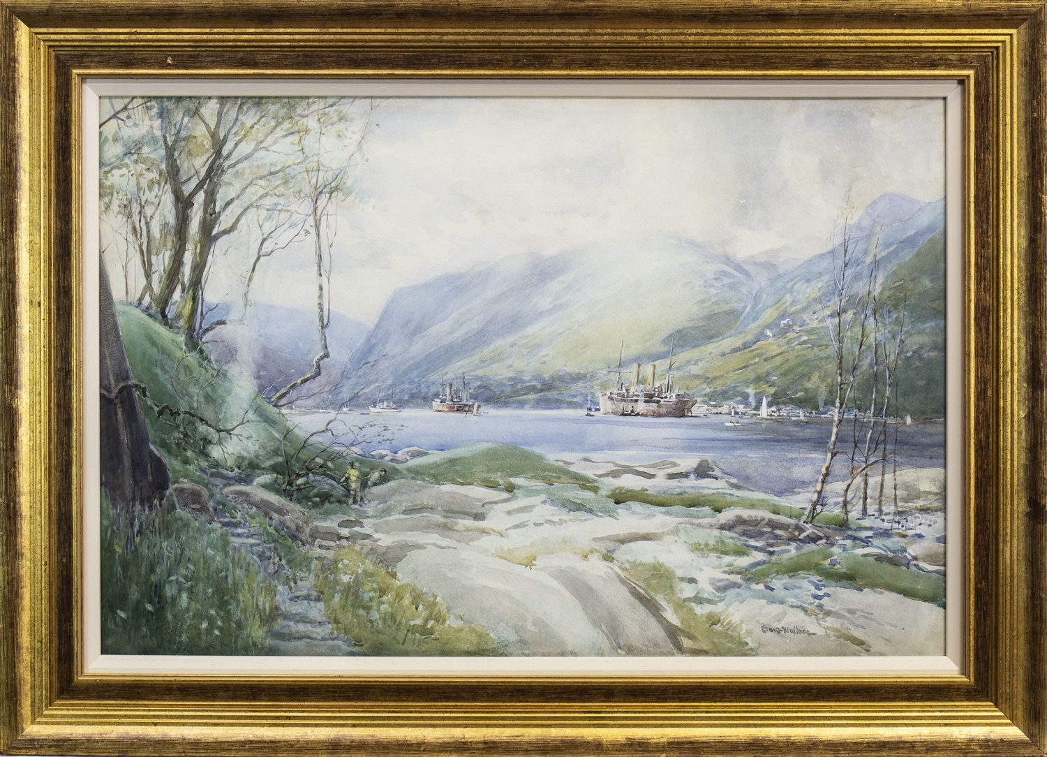 Lot 465 - HOLY LOCH, A WATERCOLOUR BY ROBERT CRAIG