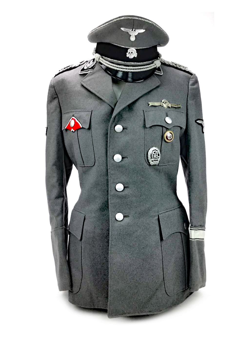 Lot 940 A REPLICA SS OFFICERS GREY UNIFORM AND CAP lot-940-a-replica-ss-officers-grey-uniform-and-cap