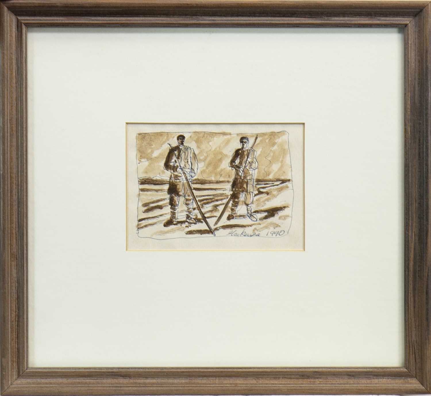 Lot 523 - FIGURE STUDY, A PEN AND INK STUDY BY STUART