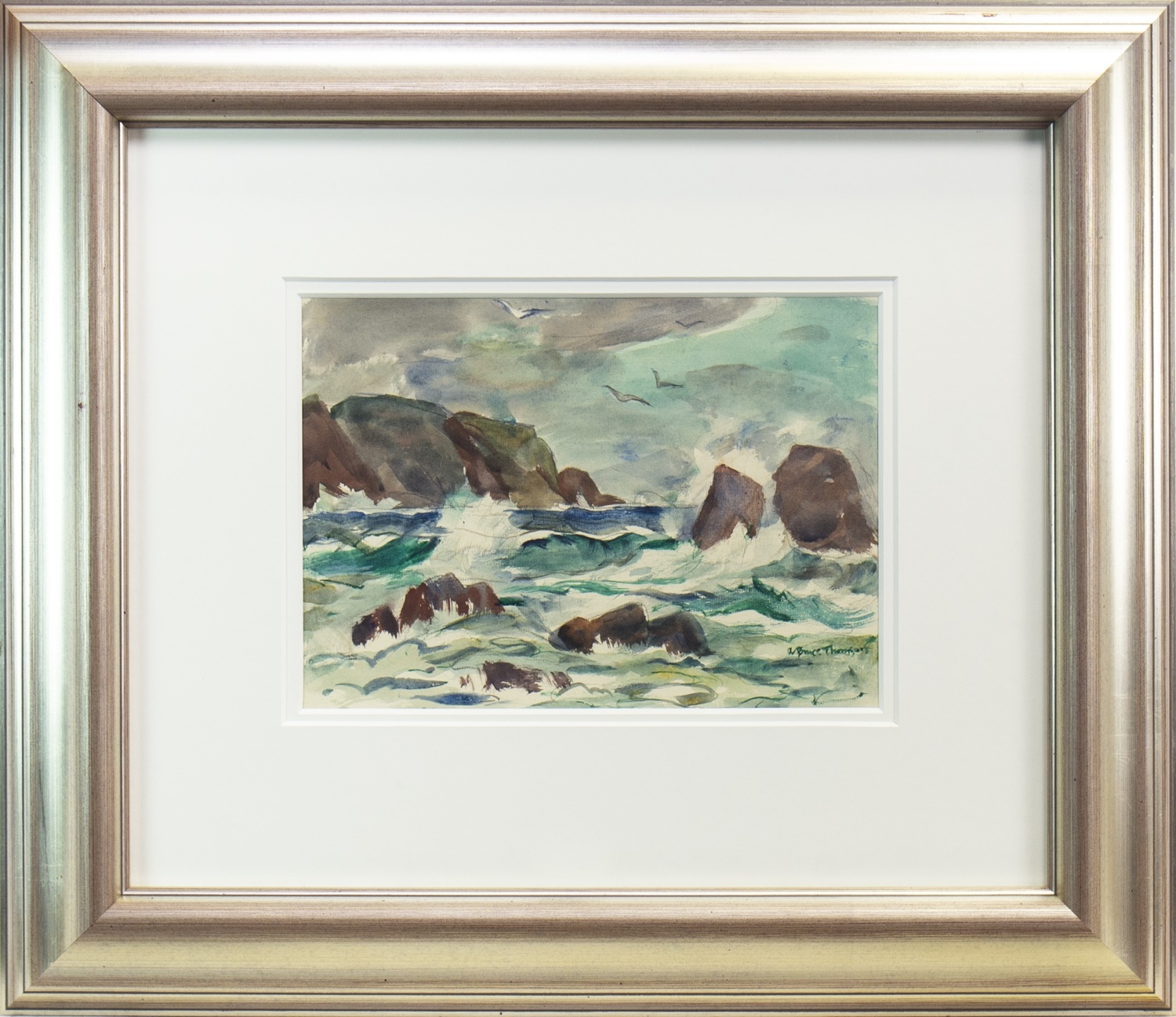 Lot 585 - SEASCAPE, A WATERCOLOUR BY ADAM BRUCE
