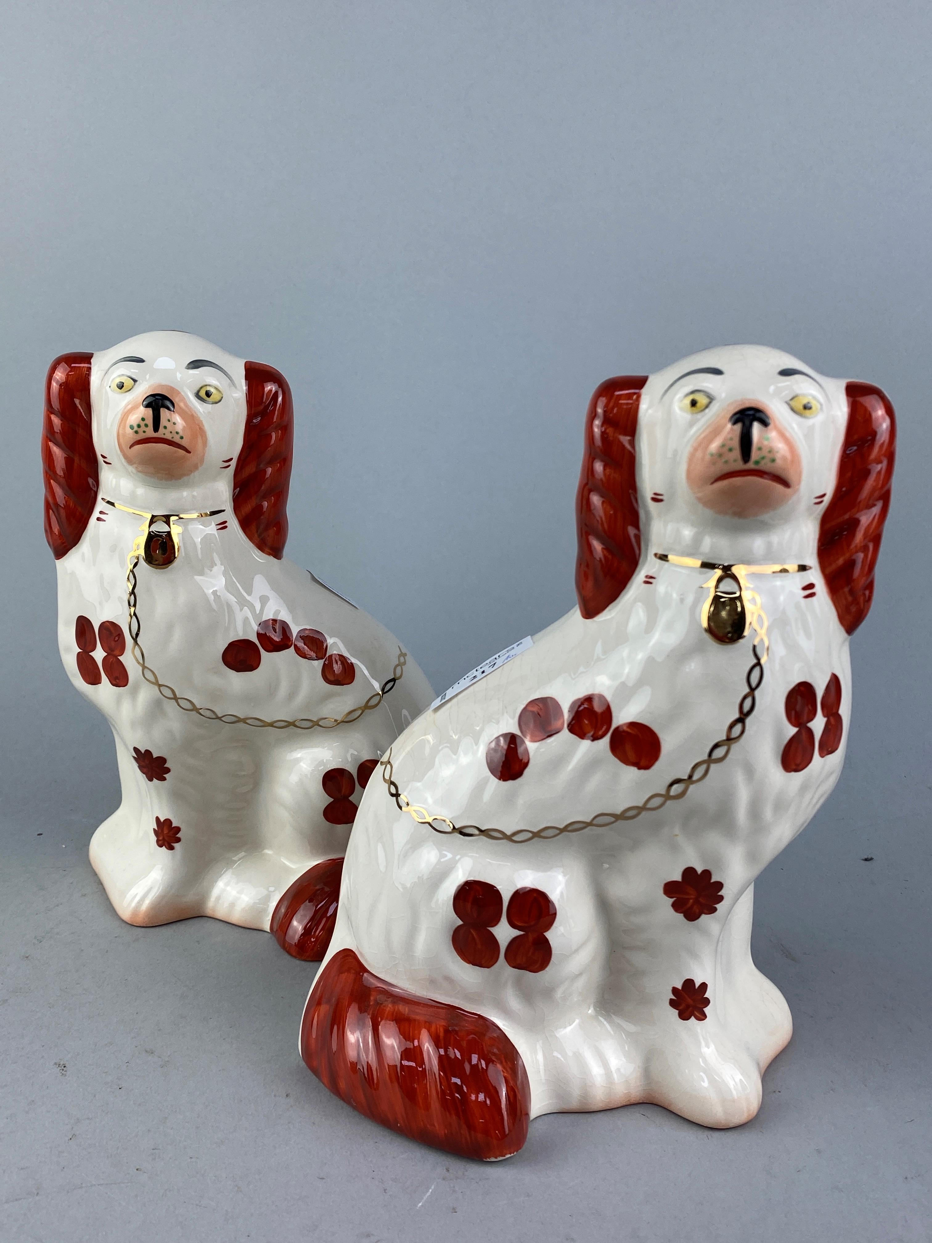 Lot 217 - A PAIR OF STAFFORDSHIRE WALLY DOGS AND OTHER