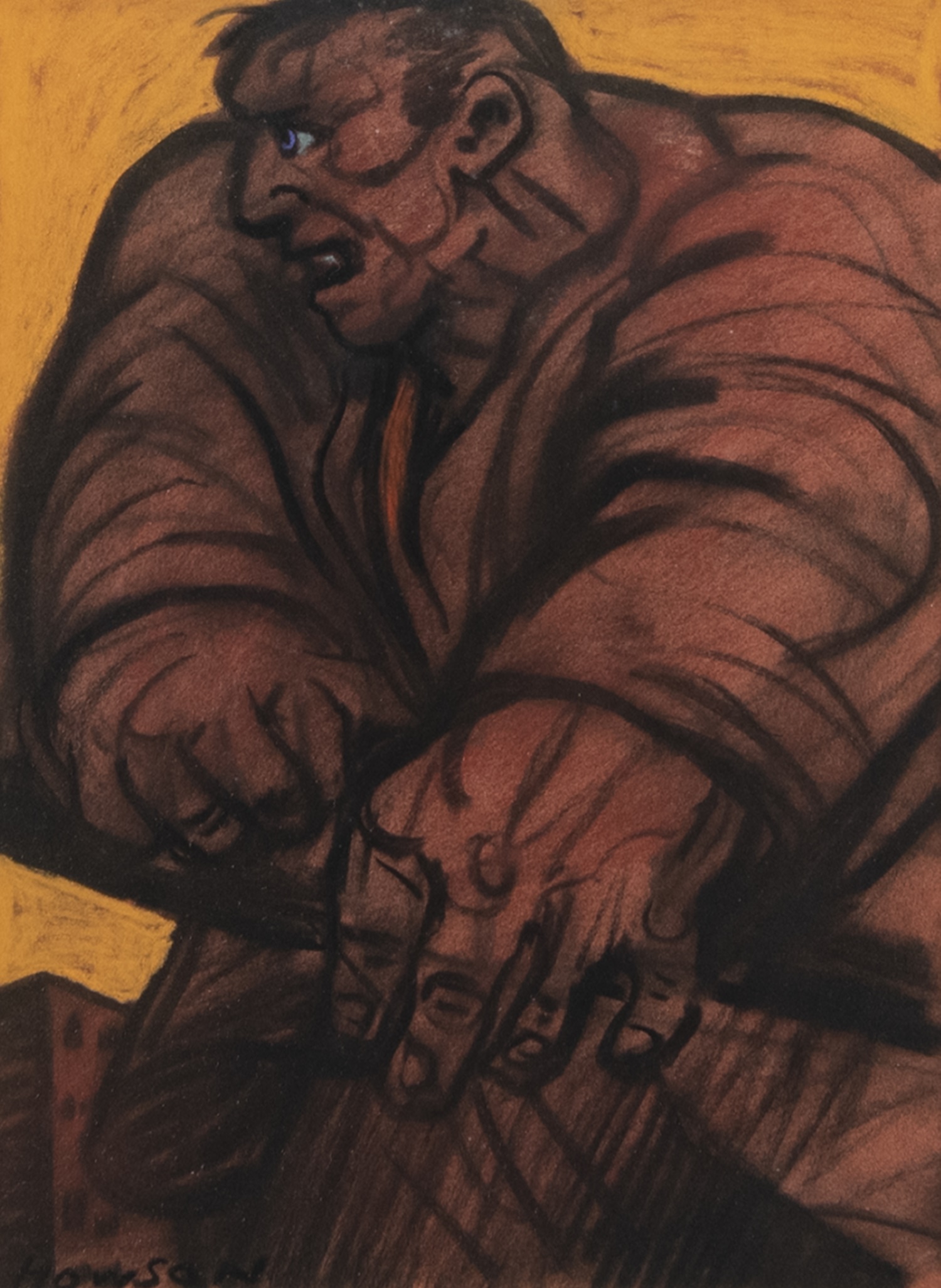 Lot 737 - THE BIG MAN, A PASTEL BY PETER HOWSON