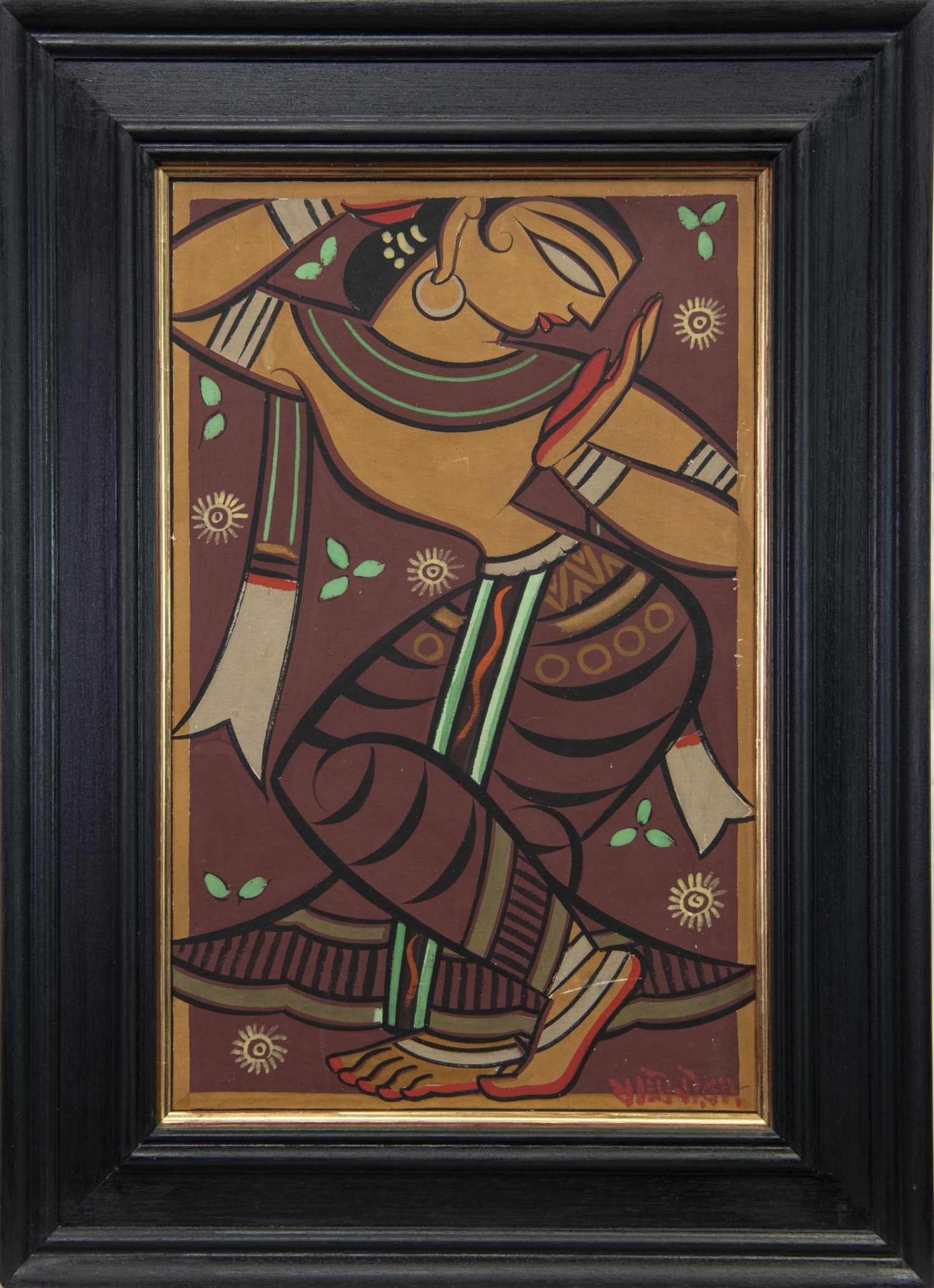 Lot 59 - DANCING GOPINI, A TEMPERA ON CARD BY JAMINI