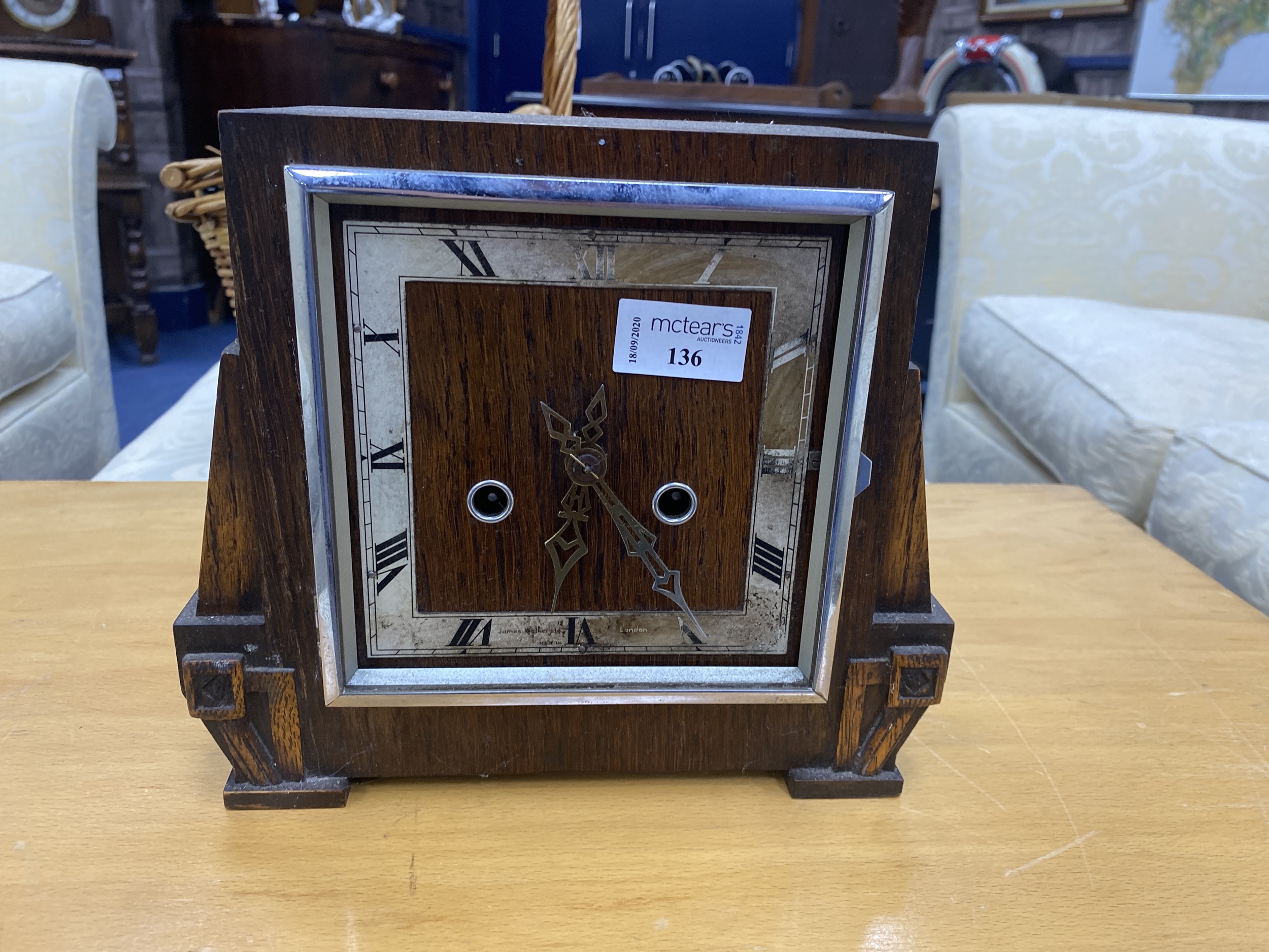 Lot 136 - A JAMES WALKER OF LONDON OAK CASED MANTEL