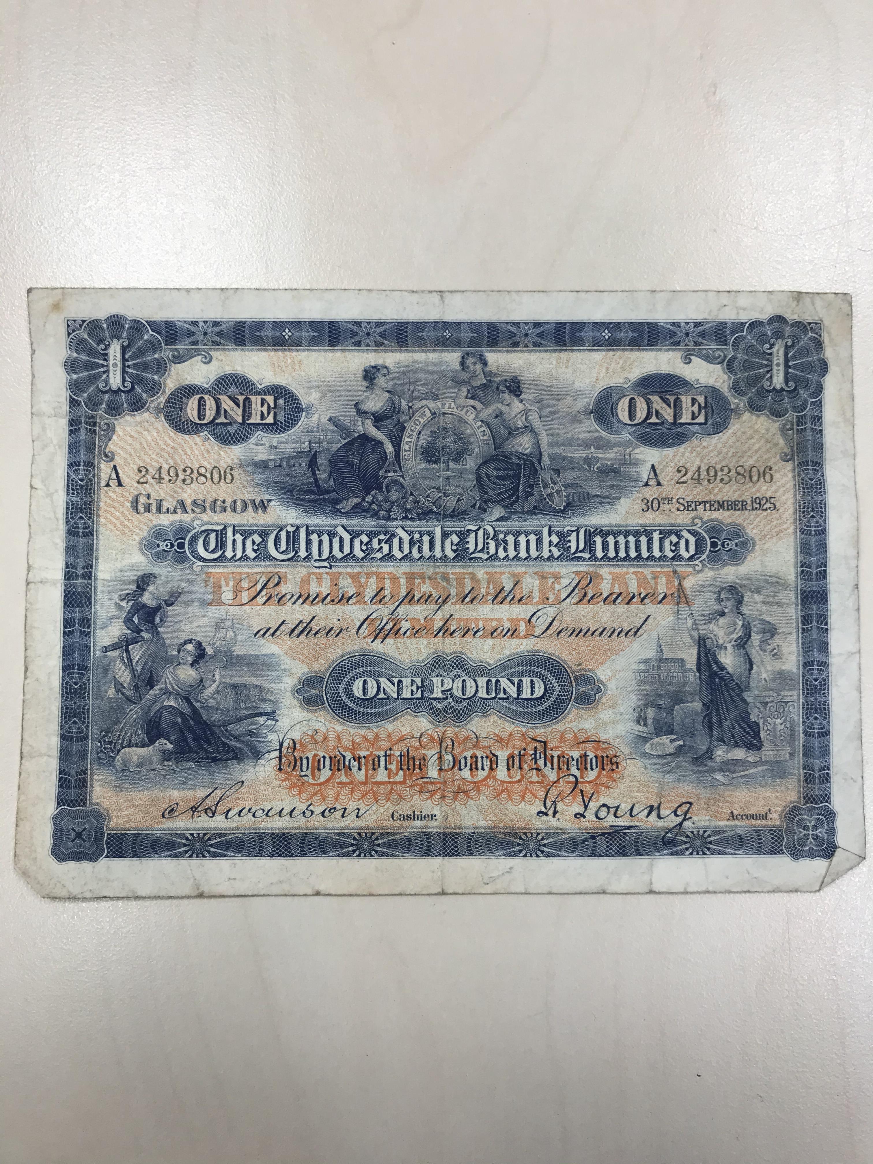 Lot 4 - THE CLYDESDALE BANK LIMITED ONE POUND £1 NOTE