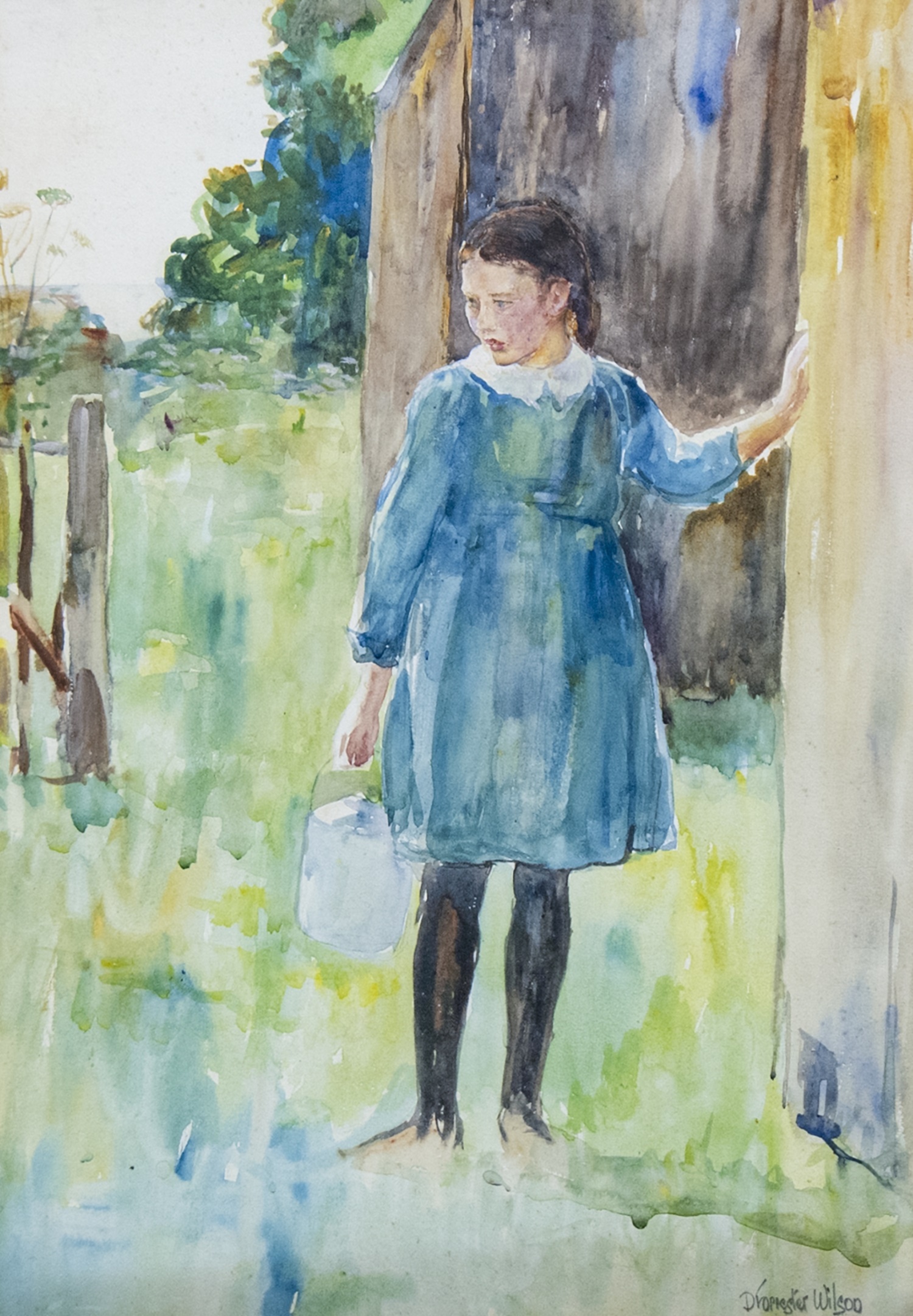Lot 190 - DAILY CHORES, A WATERCOLOUR BY DAVID