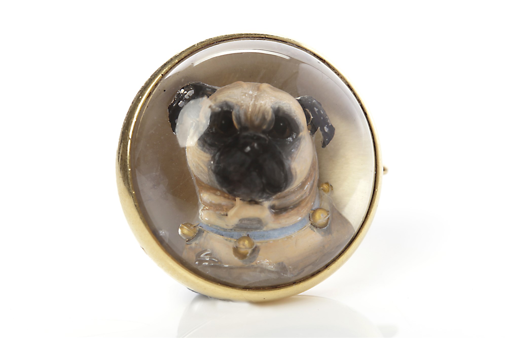Lot 334 - RARE VICTORIAN ESSEX CRYSTAL PUG BROOCH of