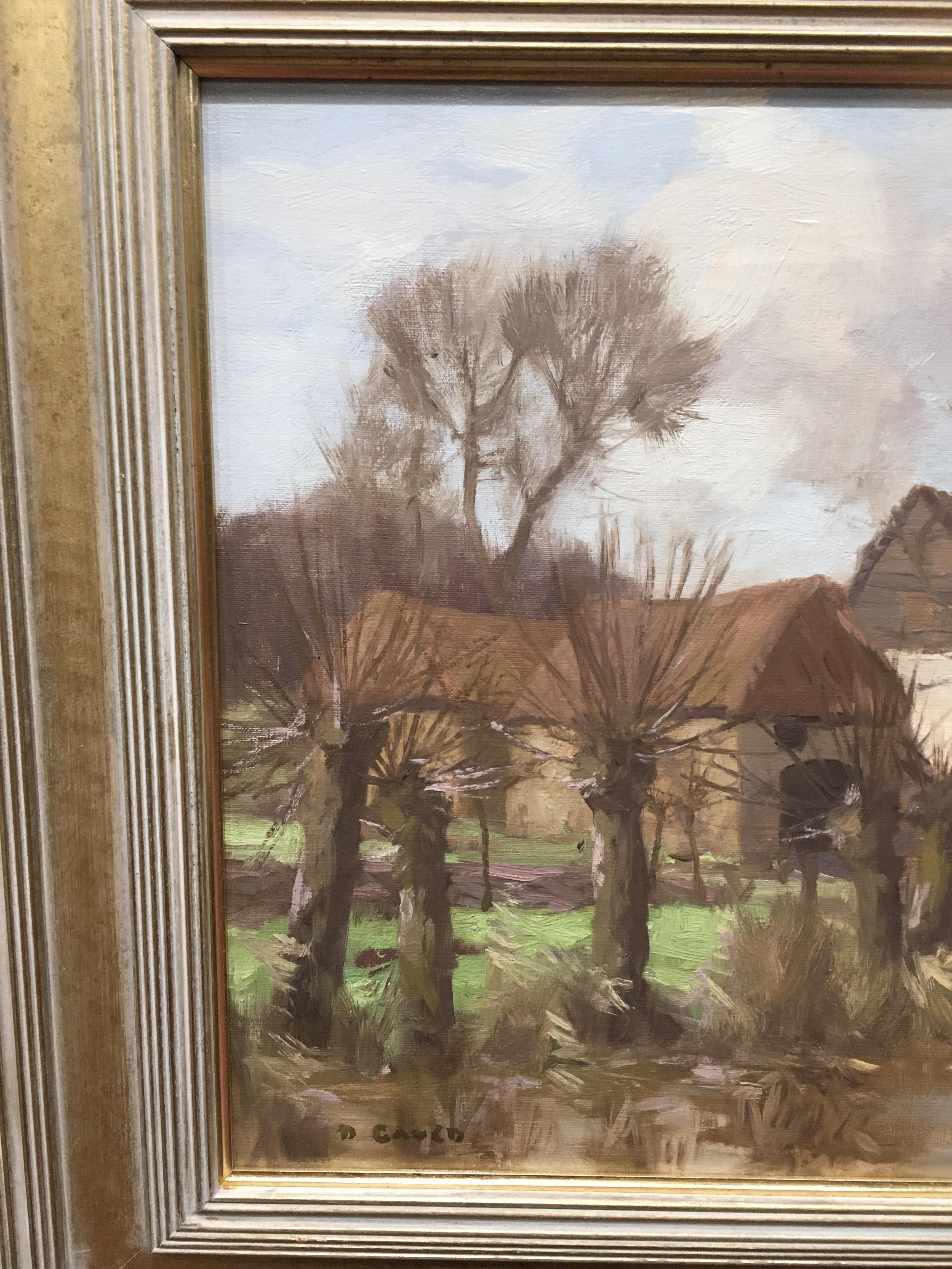 Lot 56 - A FRENCH FARMHOUSE, AN OIL BY DAVID GAULD
