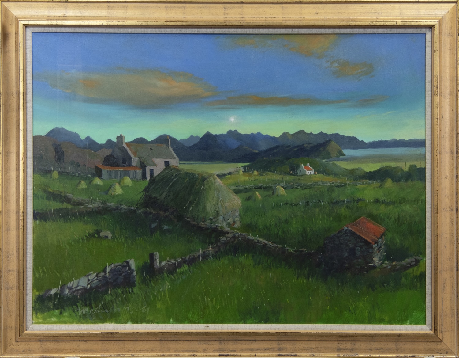 Lot 562 - COTTAGES AT LOCH EWE, AN OIL BY JOHN