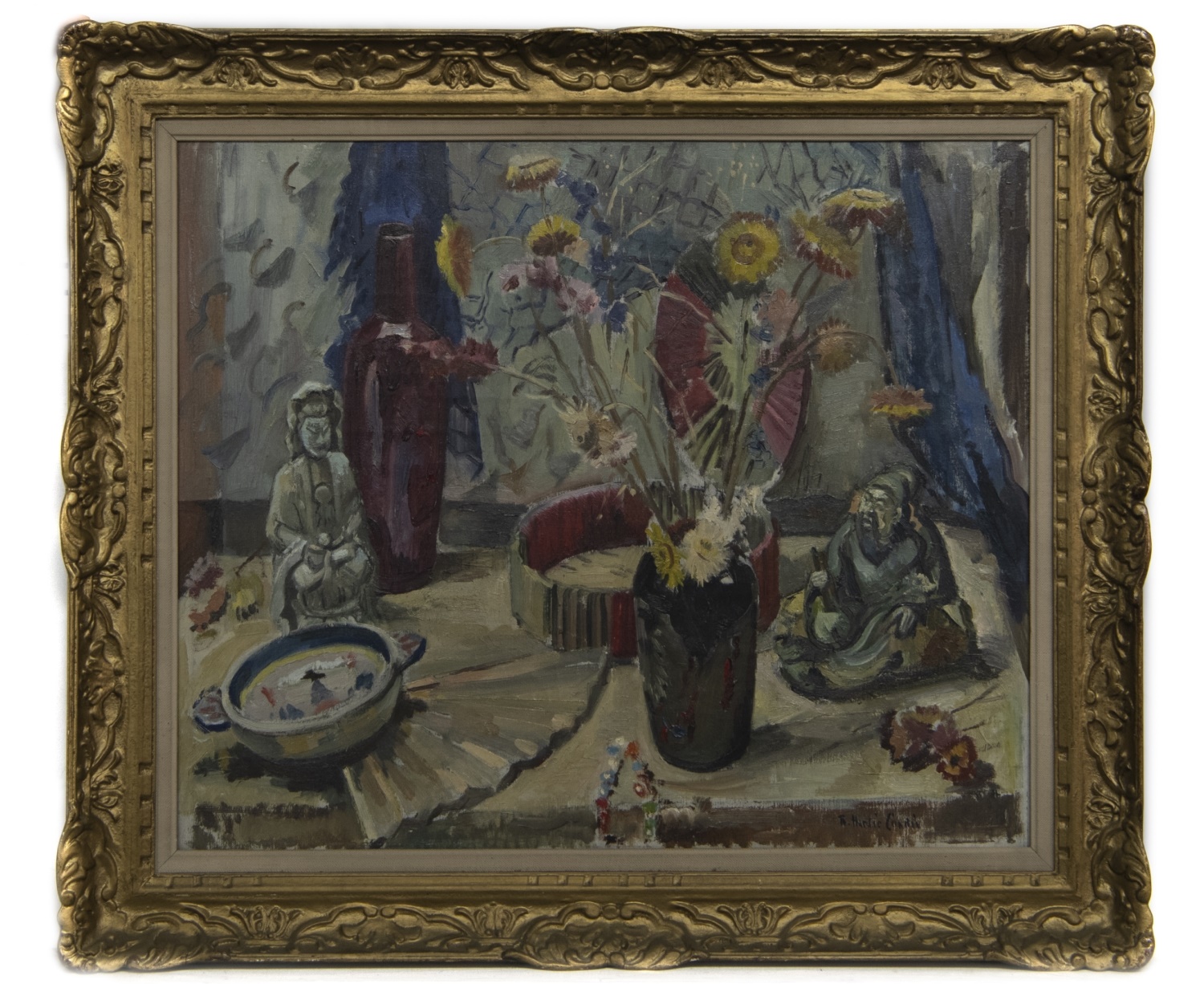 Lot 42 - EASTERN STILL LIFE, AN OIL BY R HARDIE CONDIE