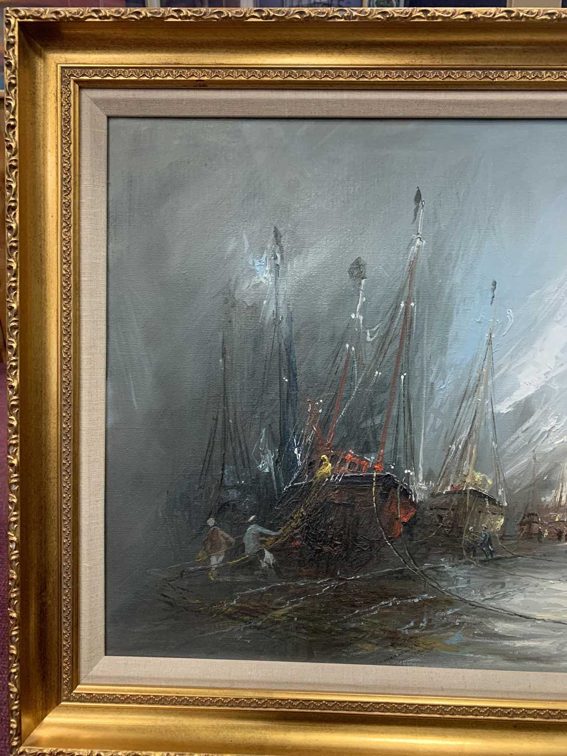 Lot 501 - THE ENCROACHING TIDE, AN OIL BY BEN MAILE