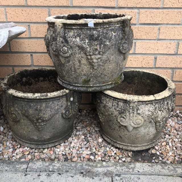 Lot 281 - A LOT OF THREE STONE CIRCULAR PLANTERS