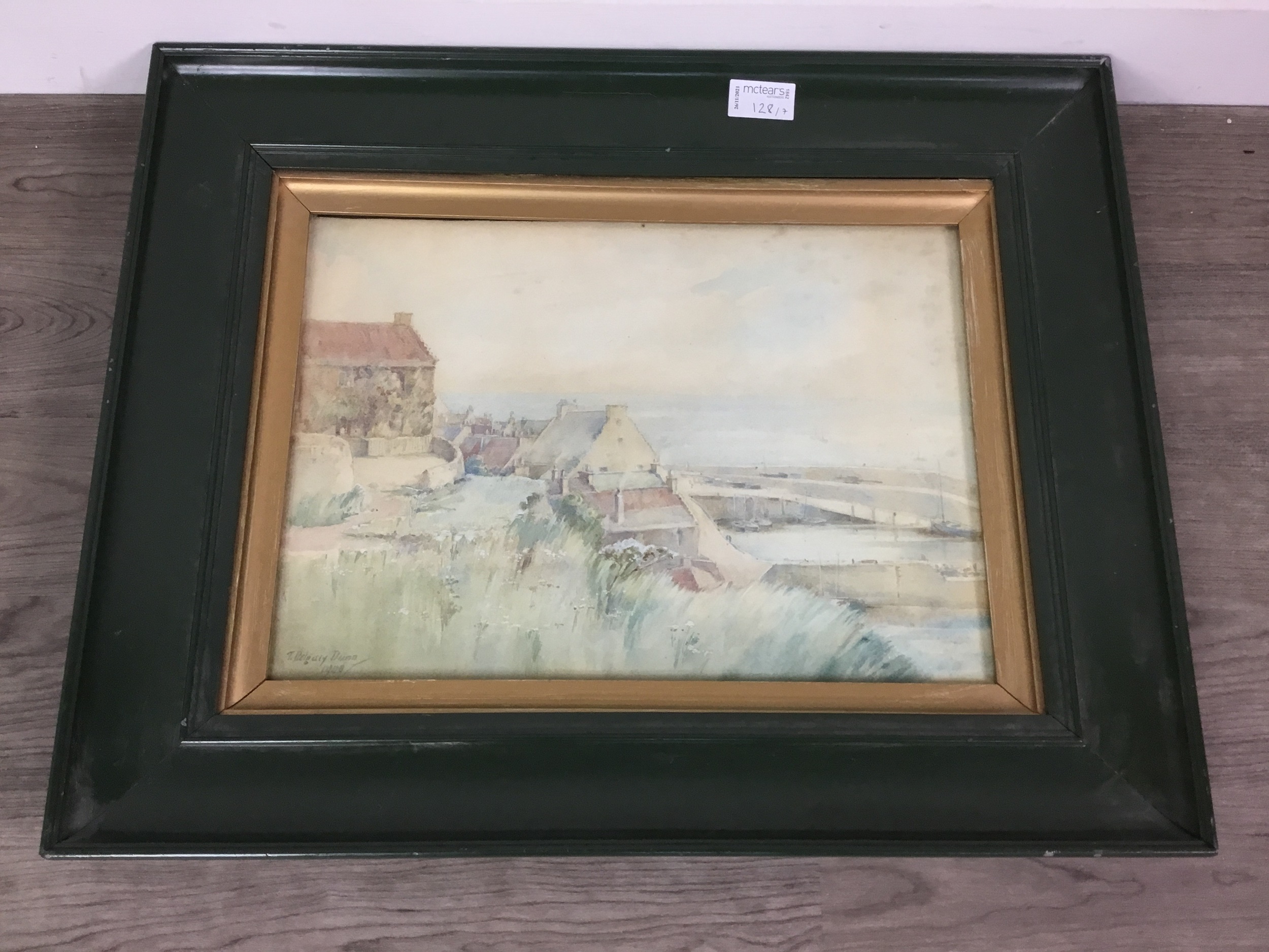 Lot 128 - A WATERCOLOUR BY F. DAVIS ALONG WITH SIX