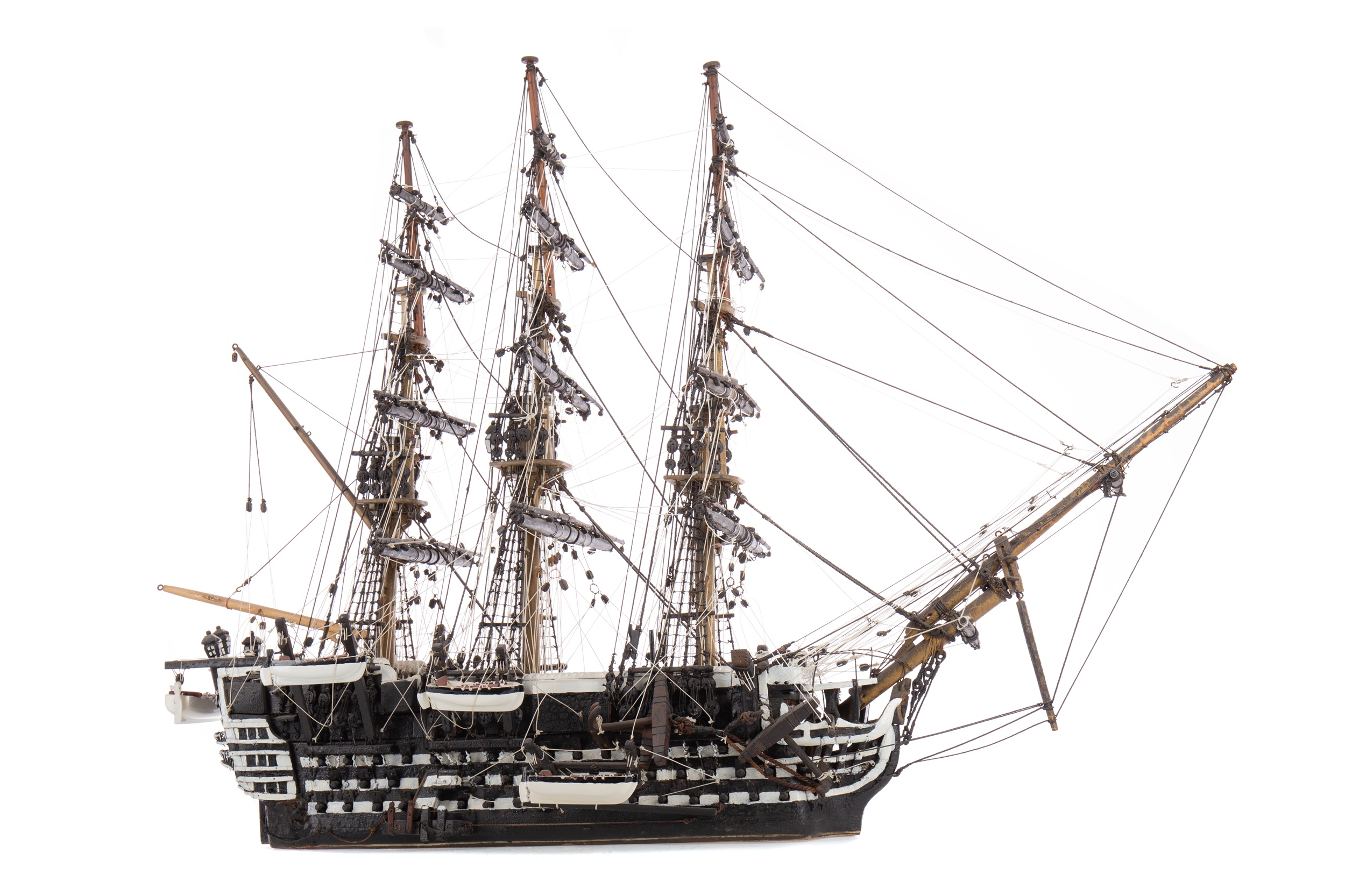 Lot 2 - A 19TH CENTURY SCRATCH BUILT TIMBER MODEL OF
