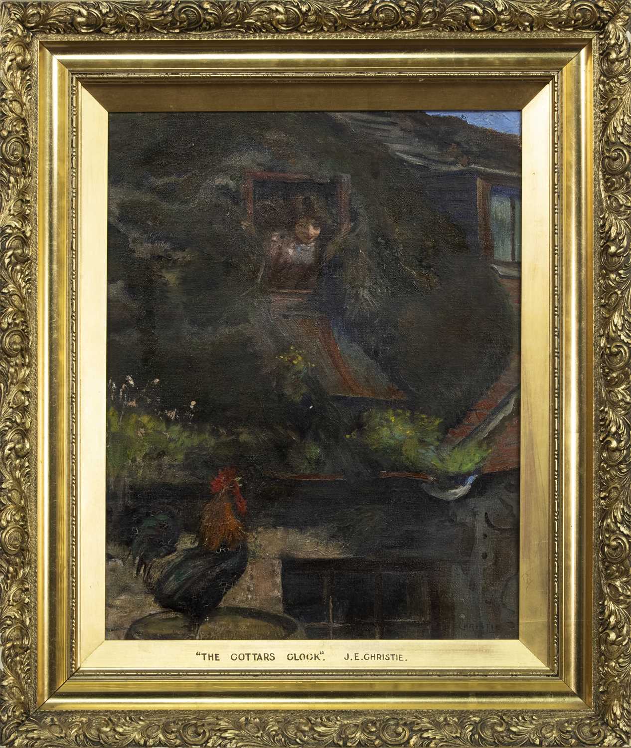 Lot 264 - THE COTTAR'S CLOCK, AN OIL BY JAMES ELDER