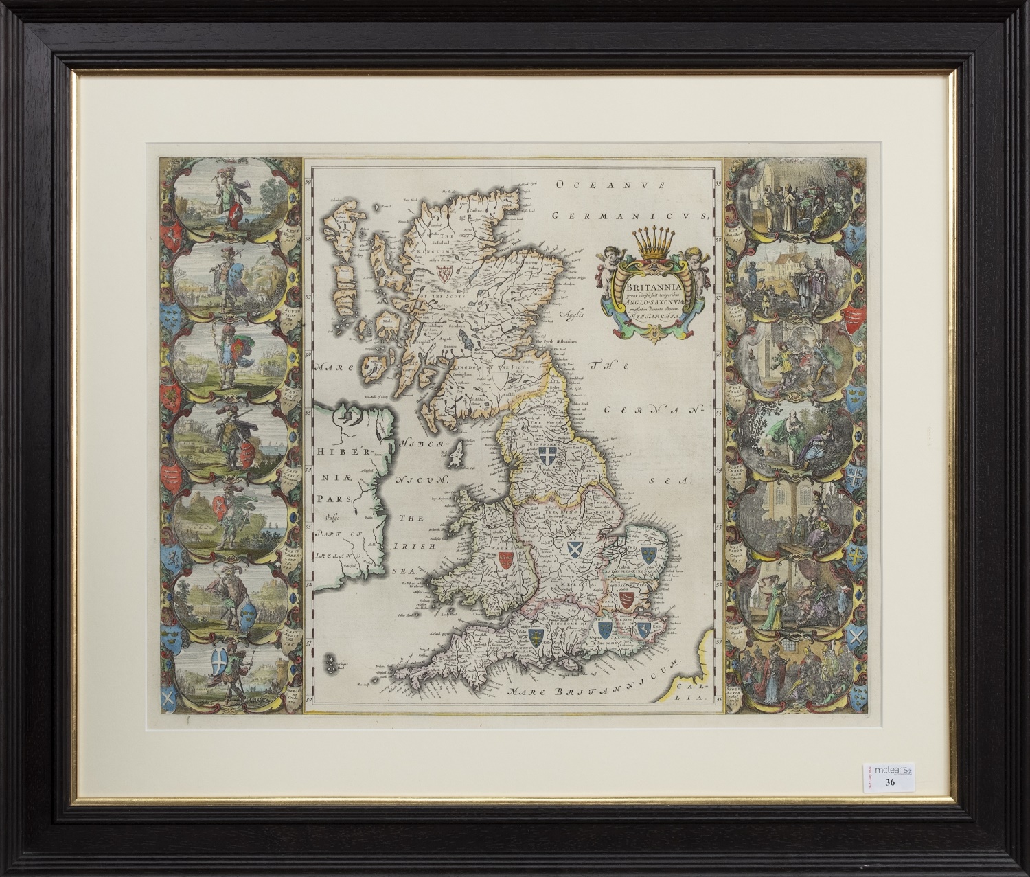 Lot 36 - A FINE 17TH CENTURY MAP OF THE ANGLO-SAXON