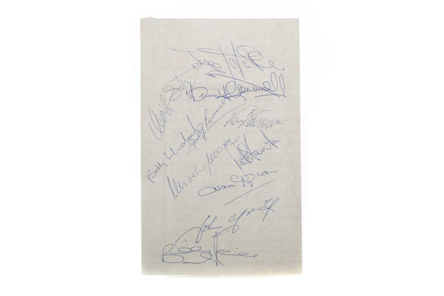 Lot 1623 - IMPORTANT SCOTLAND SIGNED TEAM SHEET, 1969