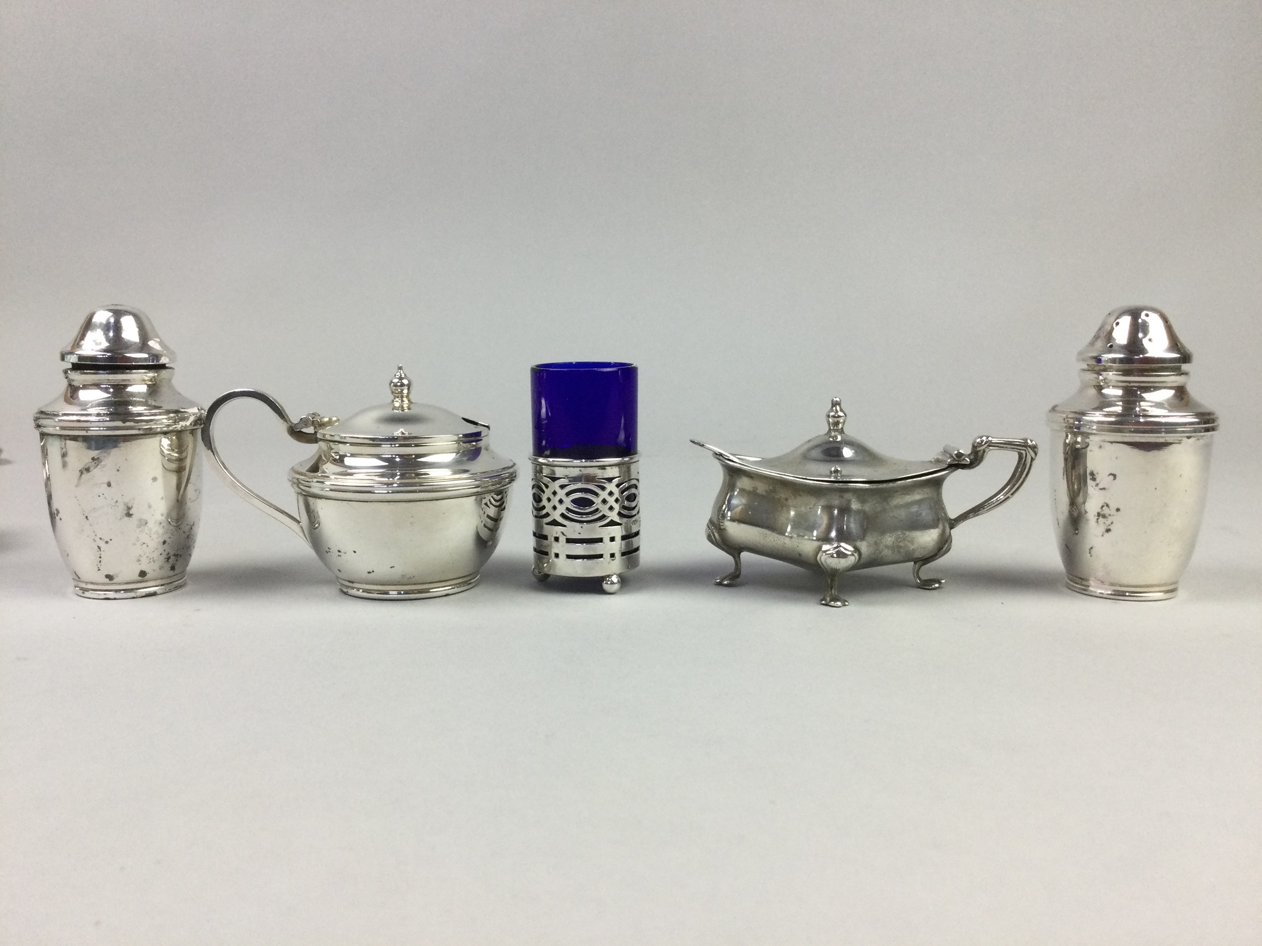 Lot 6 - A SMALL GROUP OF SILVER CRUETS