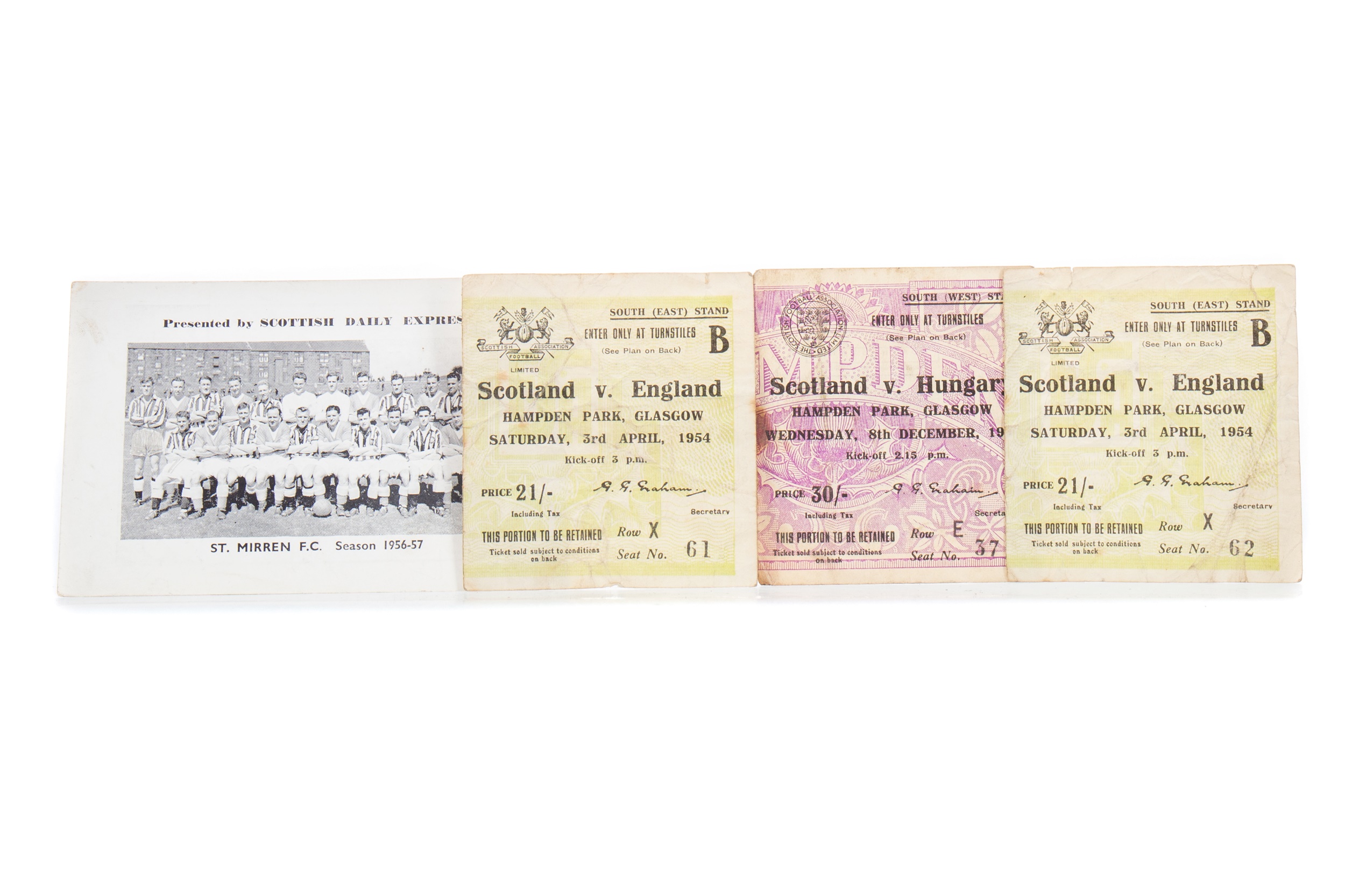 Lot 1521 - ENGLAND VS. SCOTLAND PROGRAMME, ALONG WITH