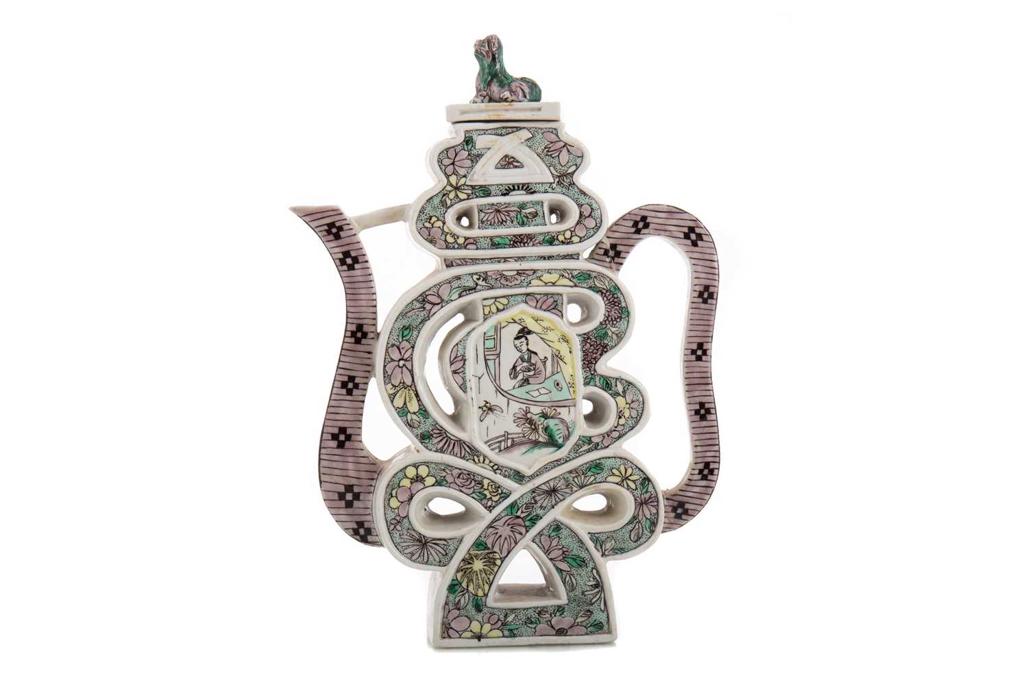 Lot 1051 - CHINESE FAMILLE VERTE 'PUZZLE' TEAPOT