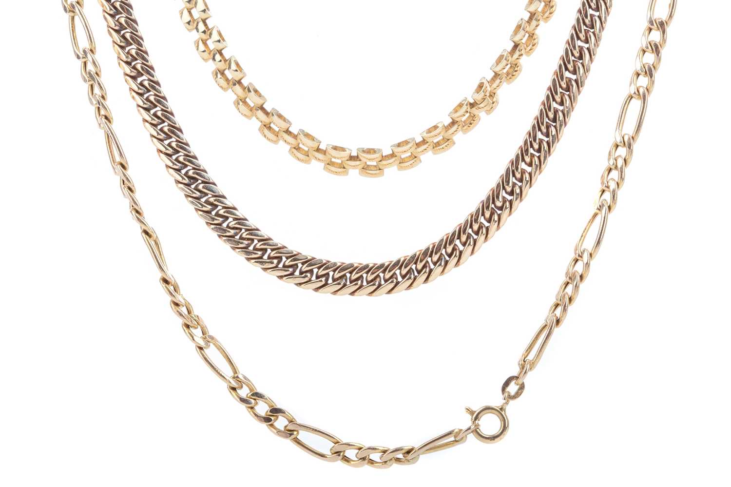 Lot 1107 - A GROUP OF GOLD CHAINS AND BRACELETS
