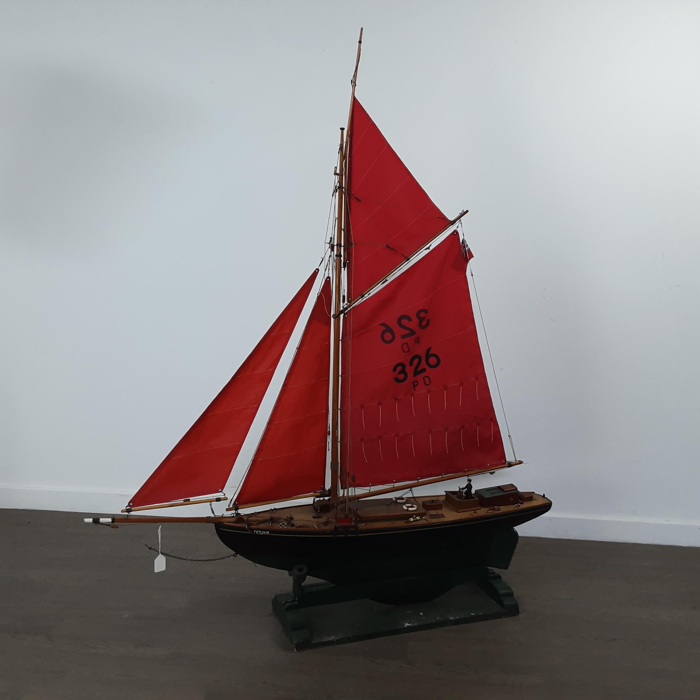 Lot 595 - LARGE WOODEN MODEL OF A SINGLE MASTED