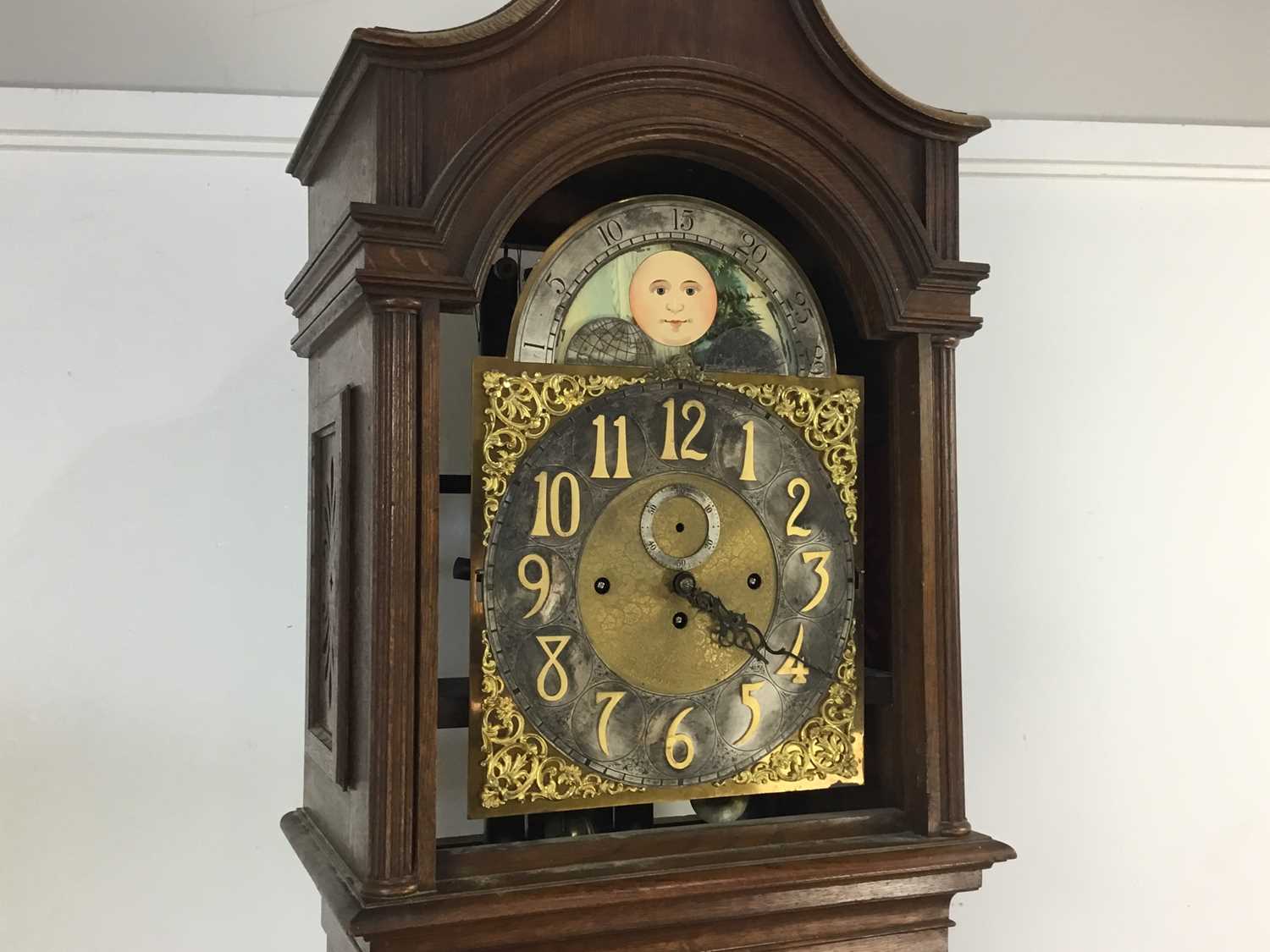 Lot 744 - EDWARDIAN OAK CHIMING LONGCASE CLOCK,