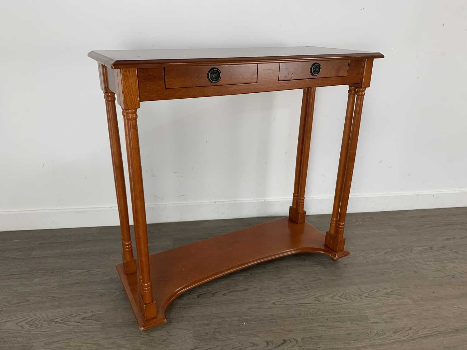 Lot 58 - TWO STAINED WOOD SIDE TABLES