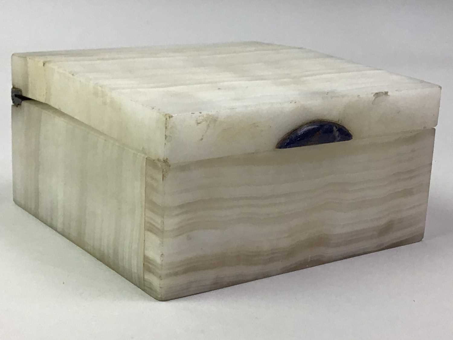 Lot 21 - ART DECO SILVER MOUNTED ALABASTER CIGARETTE