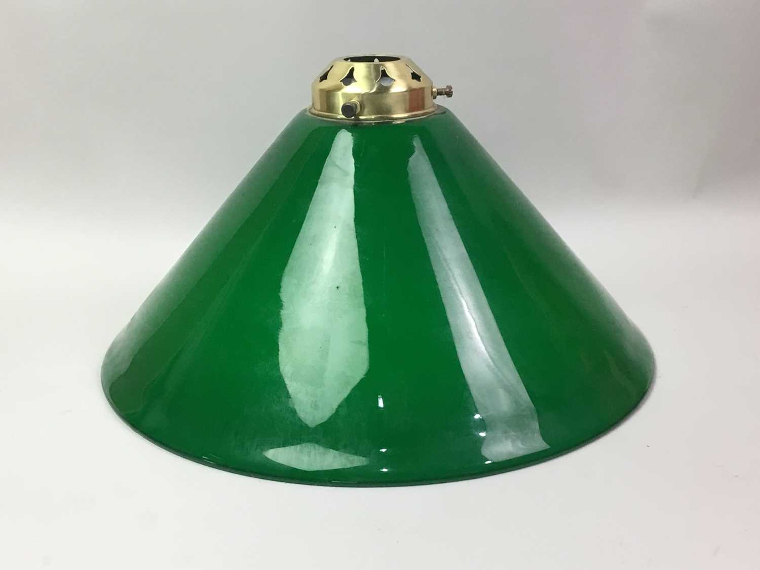 Lot 224 - TWO CHRISTOPHER RAY GREEN GLASS SHADES,