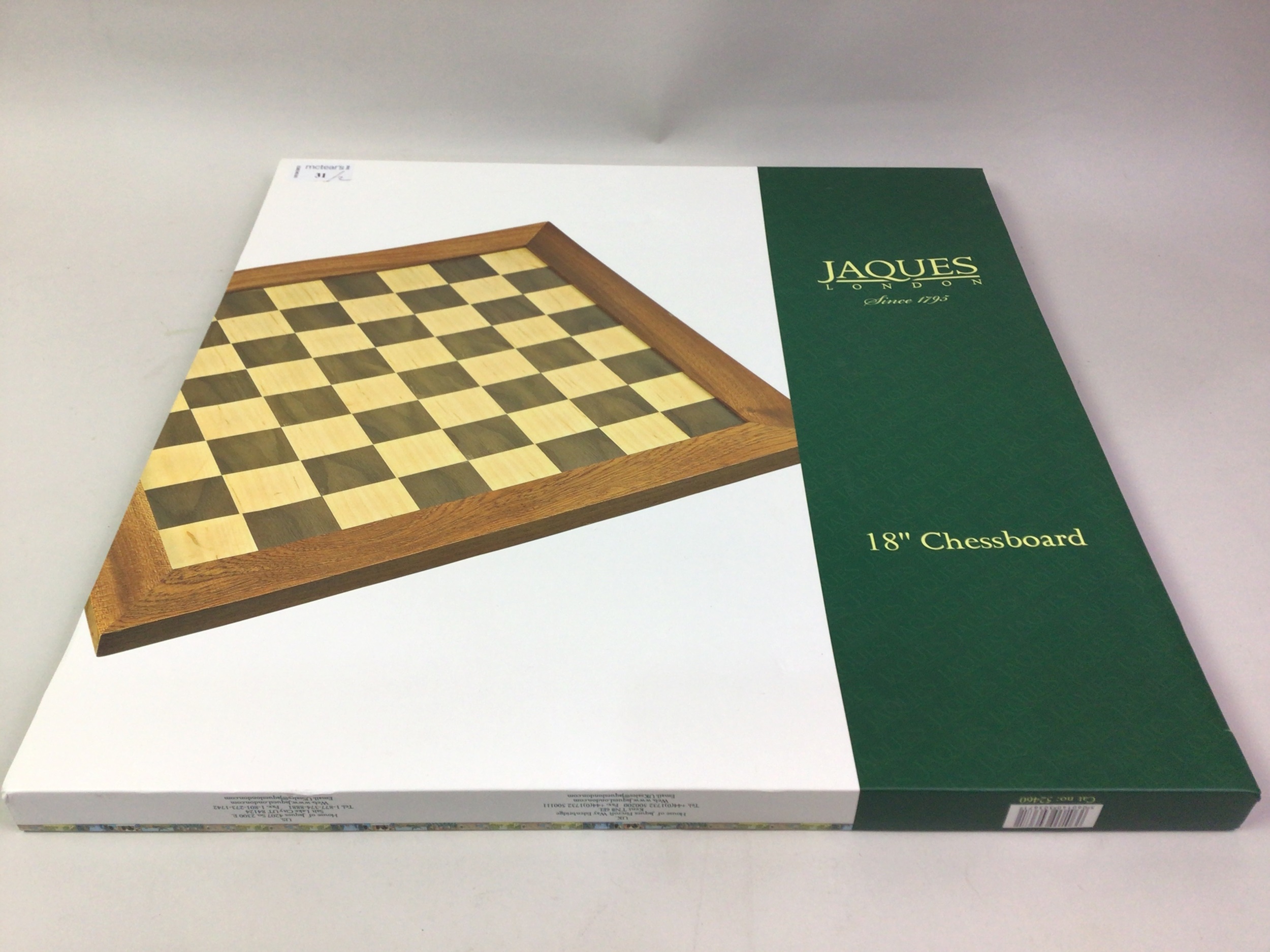 Lot 31 - JAQUES OF LONDON, CHESS BOARD,
