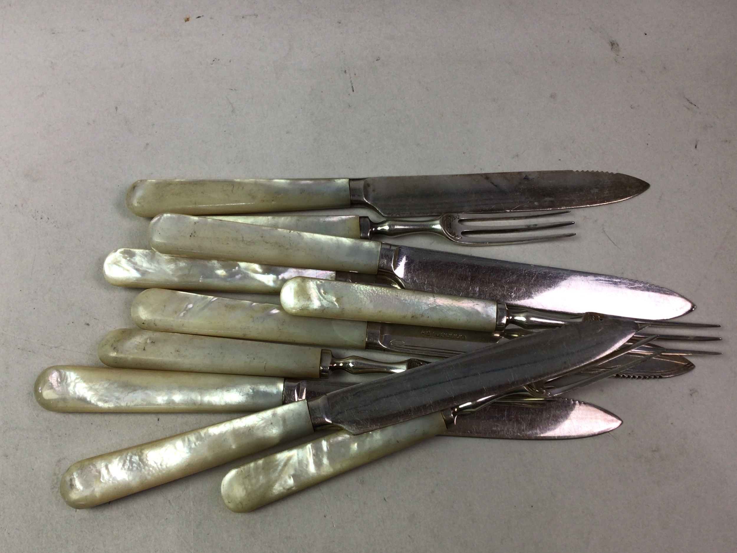 Lot 25 - VICTORIAN SILVER PLATED FISH KNIVES AND FORKS,