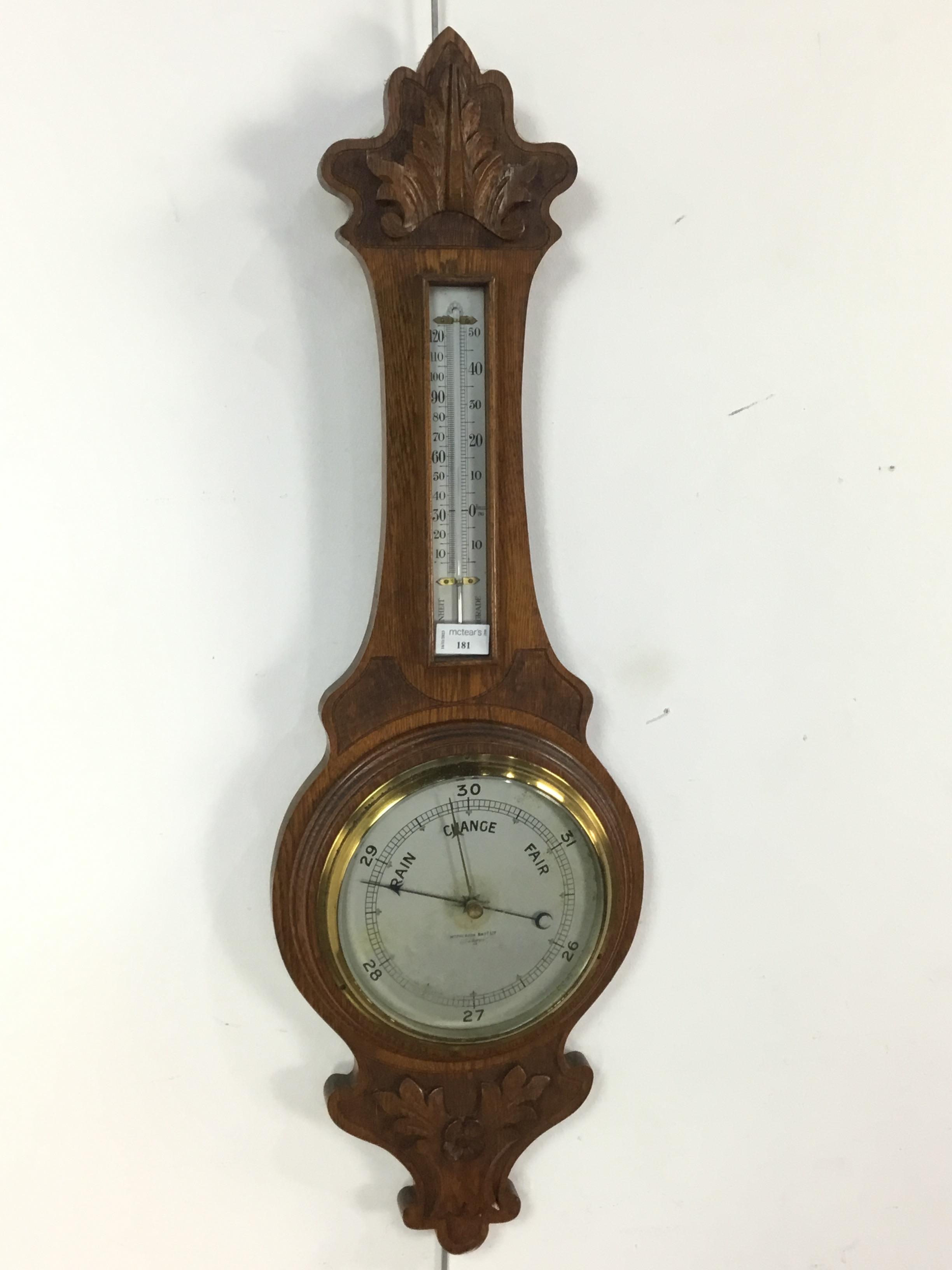 Lot 181 - LATE VICTORIAN BANJO BAROMETER,