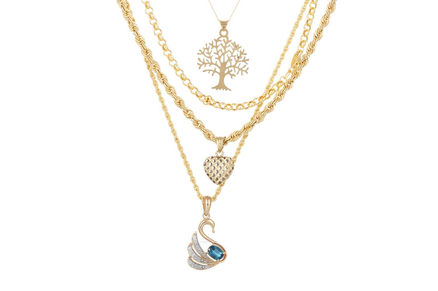 Lot 469 - COLLECTION OF CHAINS AND PENDANTS,