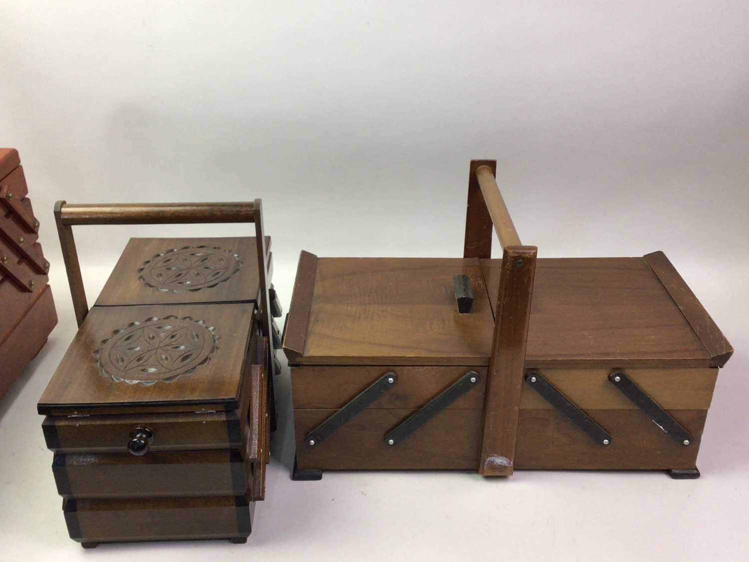 Lot 59 - THREE VINTAGE SEWING BOXES,