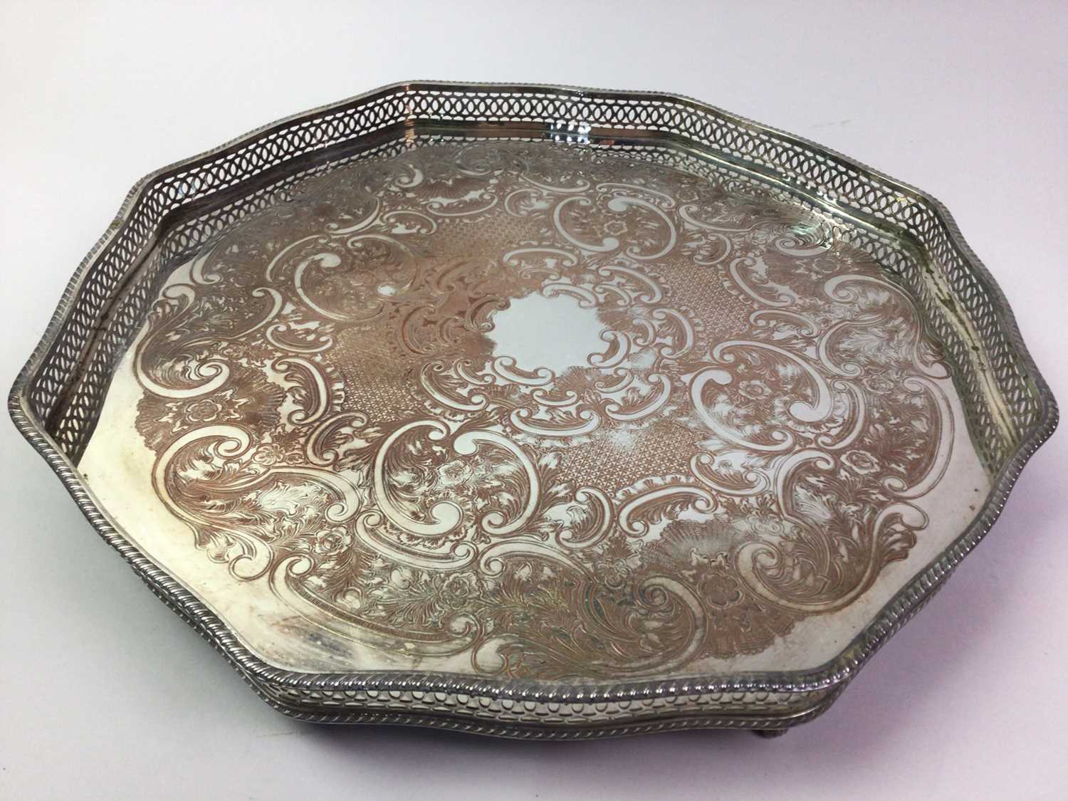 Lot 223 - SIX SILVER PLATED GALLERY TRAYS,
