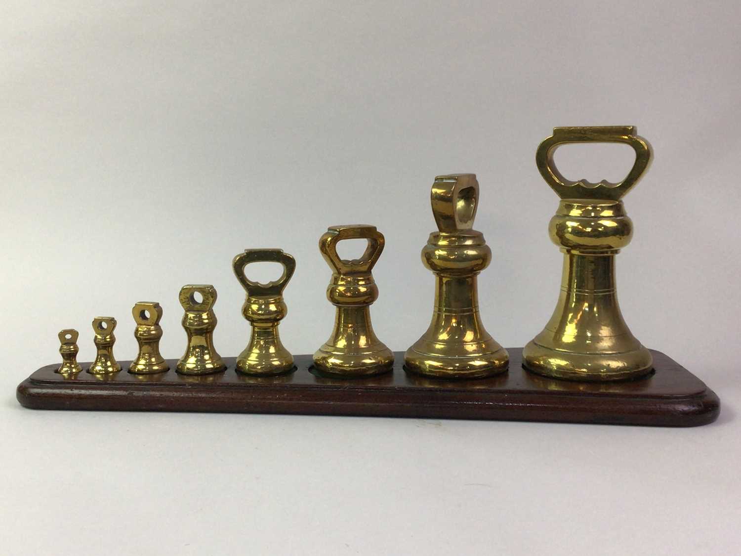 Lot 6 - COLLECTION OF BRASS BELL WEIGHTS,