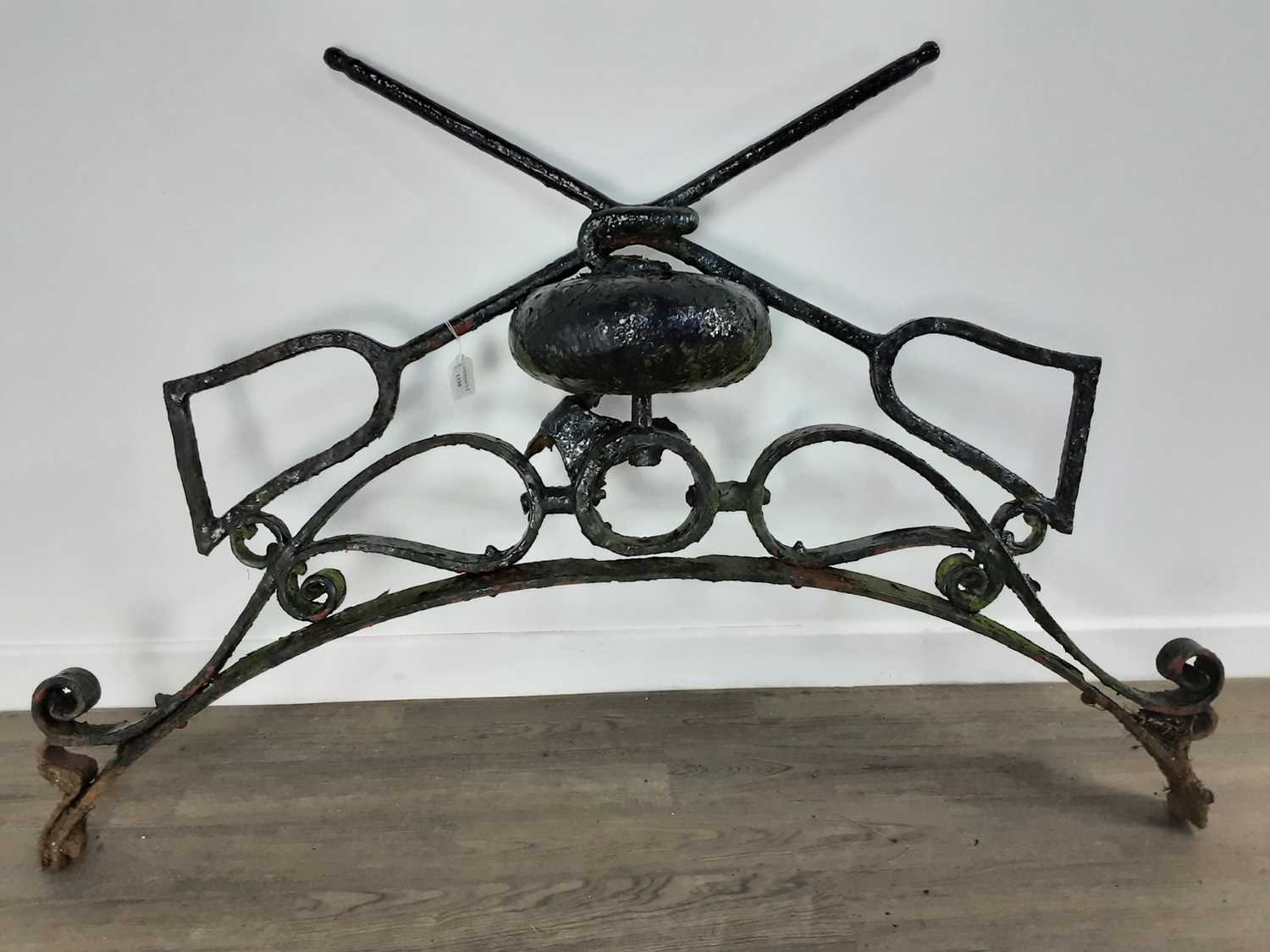 Lot 1739 - CURLING INTEREST, WROUGHT IRON GATE TOPPER,