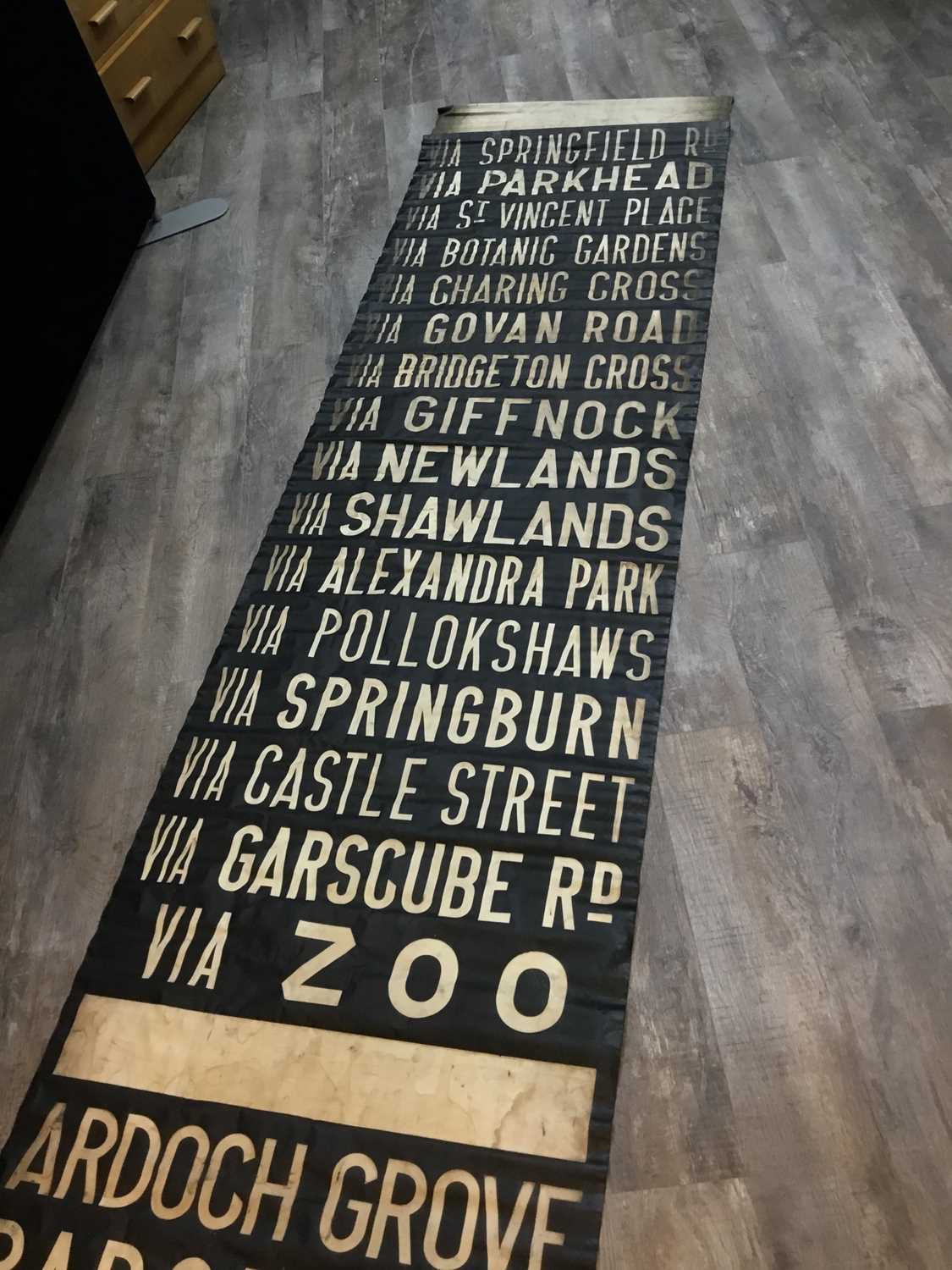 Lot 242 - 1950s TRAM DESTINATION BLIND,