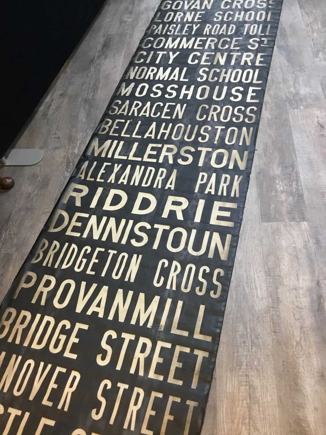 Lot 244 - 1950s TRAM DESTINATION BLIND,