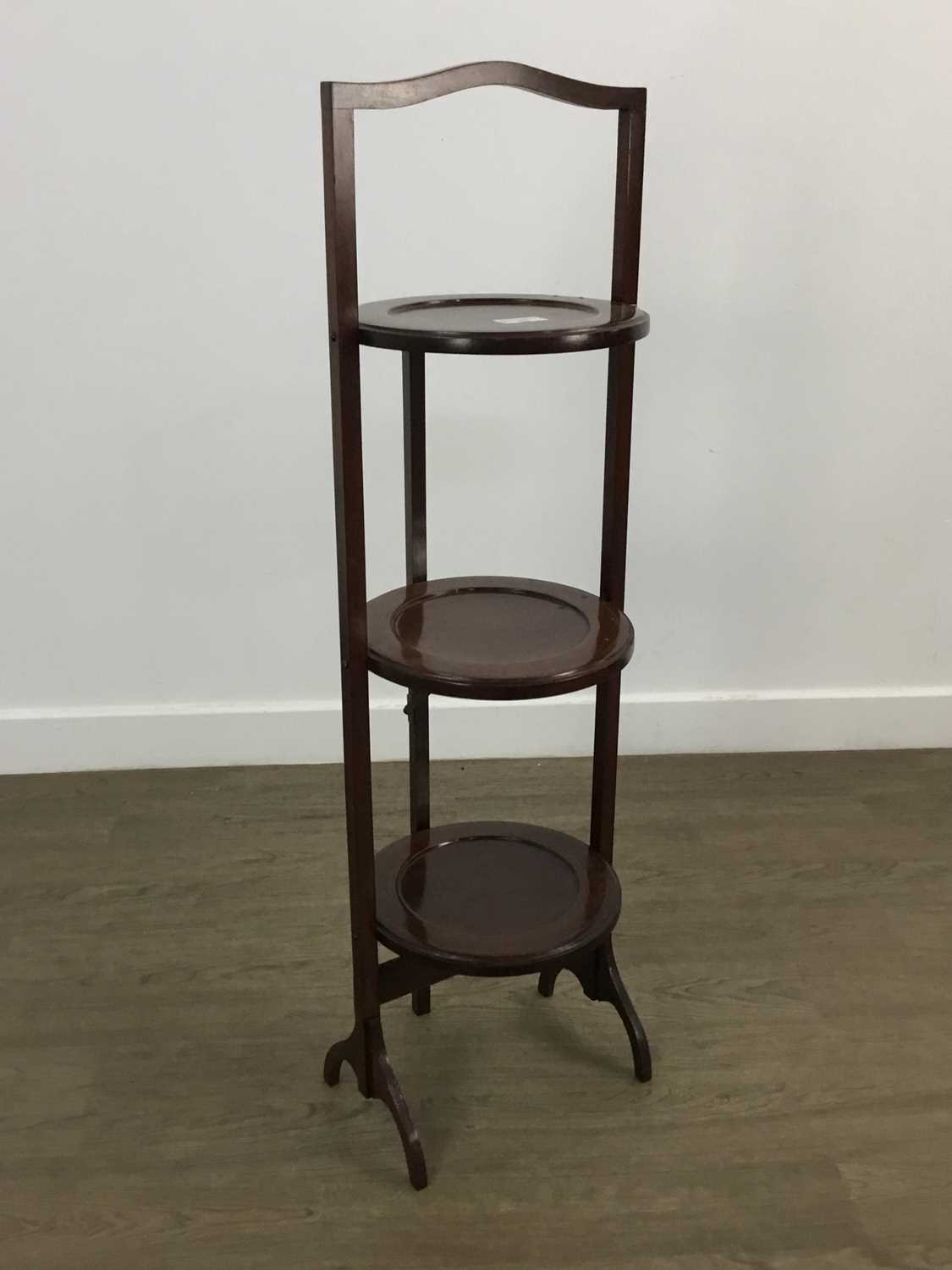 Lot 805 - MAHOGANY FOLDING CAKE STAND,