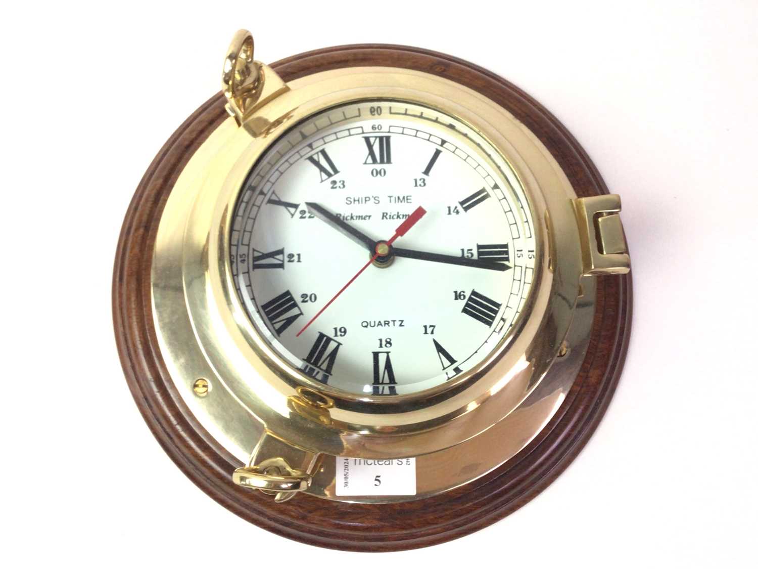 Lot 5 - BRASS SHIPS BULKHEAD CLOCK,