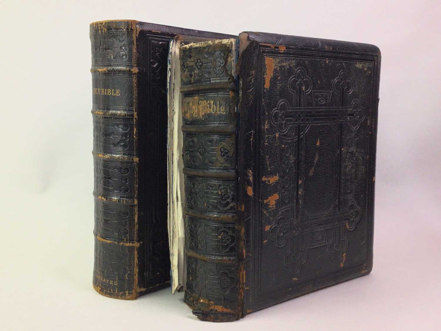 Lot 87 - VICTORIAN LEATHER BOUND FAMILY BIBLE,