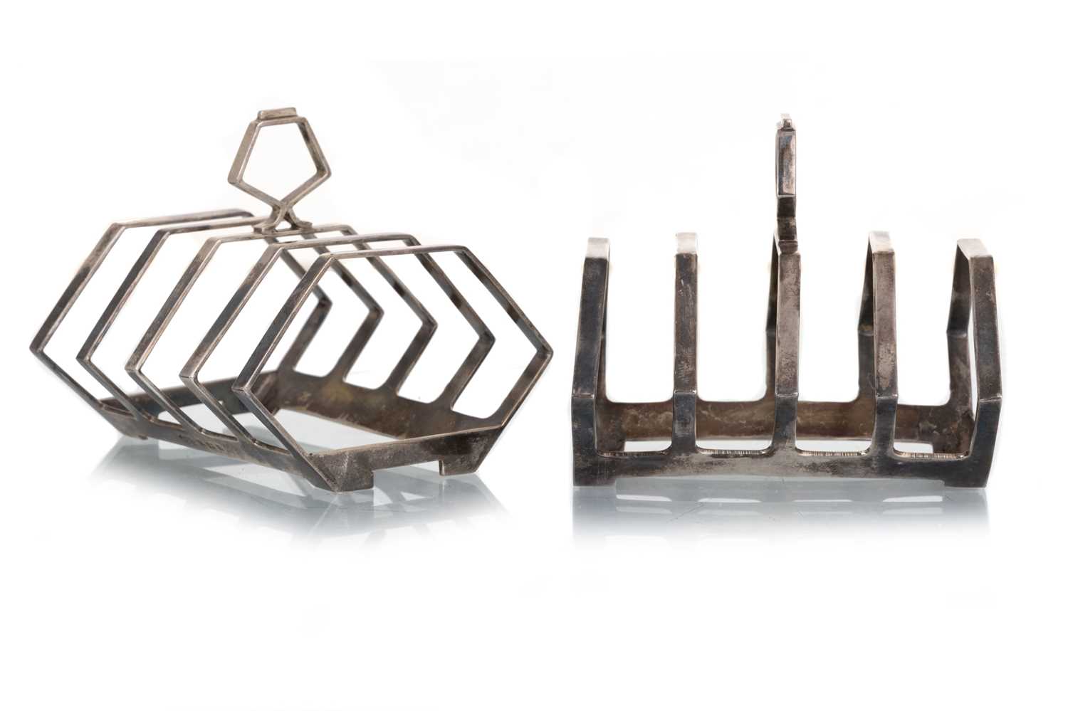 Lot 1191 - PAIR OF ELIZABETH II FIVE BAR TOAST RACKS,