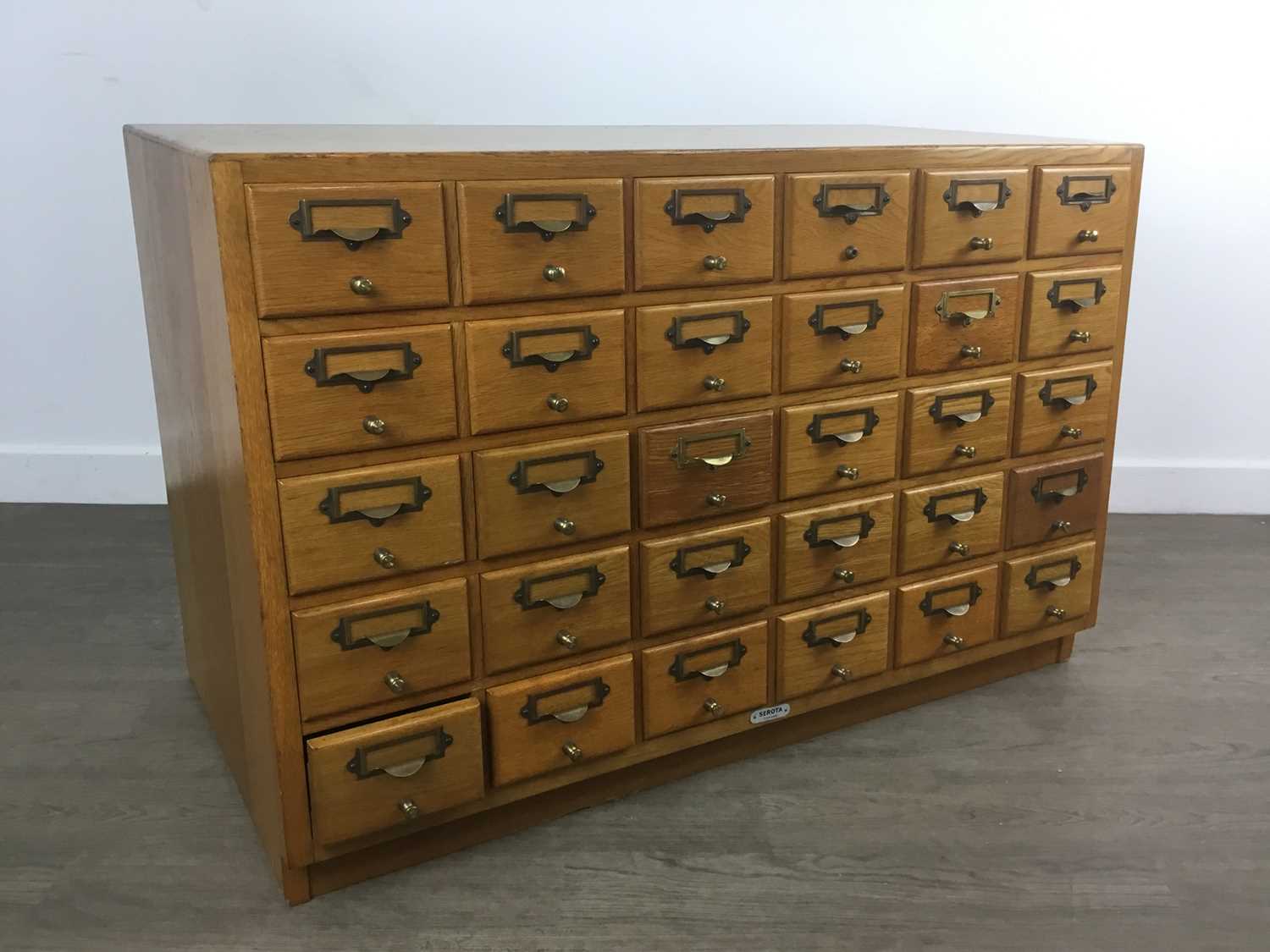 Lot 452 - LIGHT OAK LIBRARY INDEX CABINET,