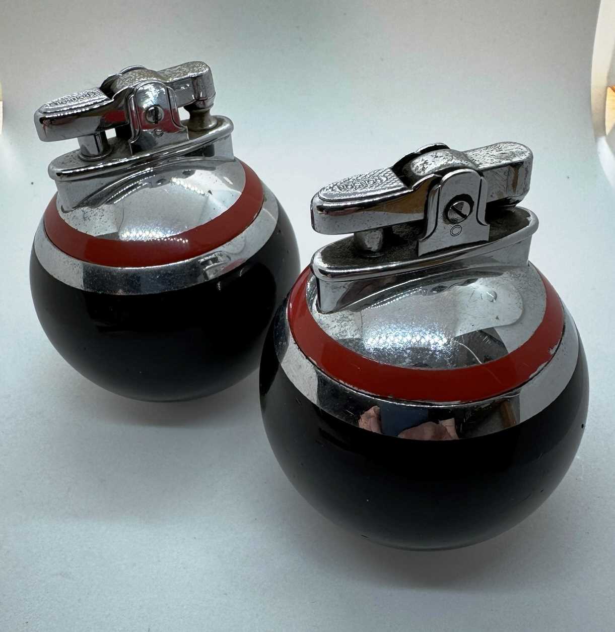 Lot 386 - PAIR OF ART DECO RONSON TABLE LIGHTERS,